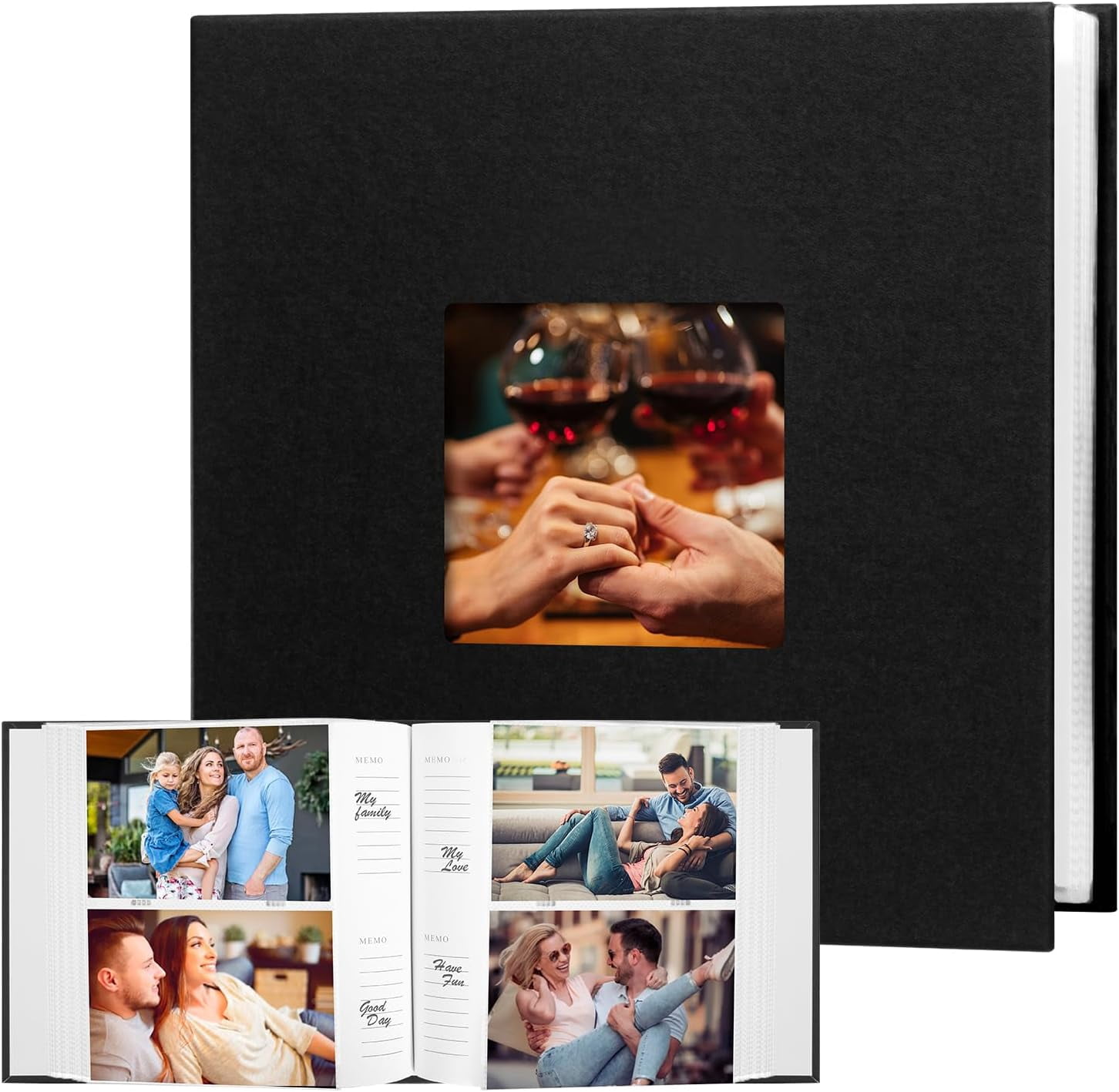 Photo Album 4x6 240 Photos with Writing Space Leather Cover with Front ...