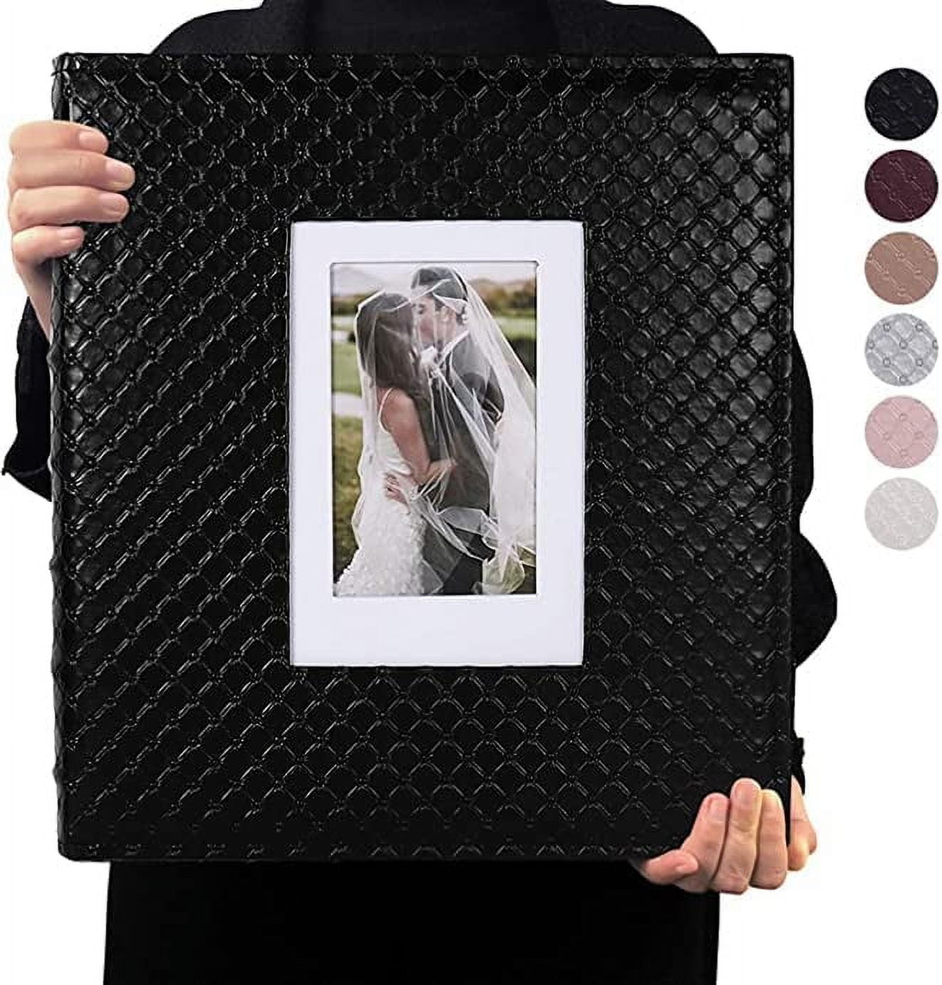 Photo Album for 4x6 Pictures 600 Pockets Black Inner Page Button Grain ...