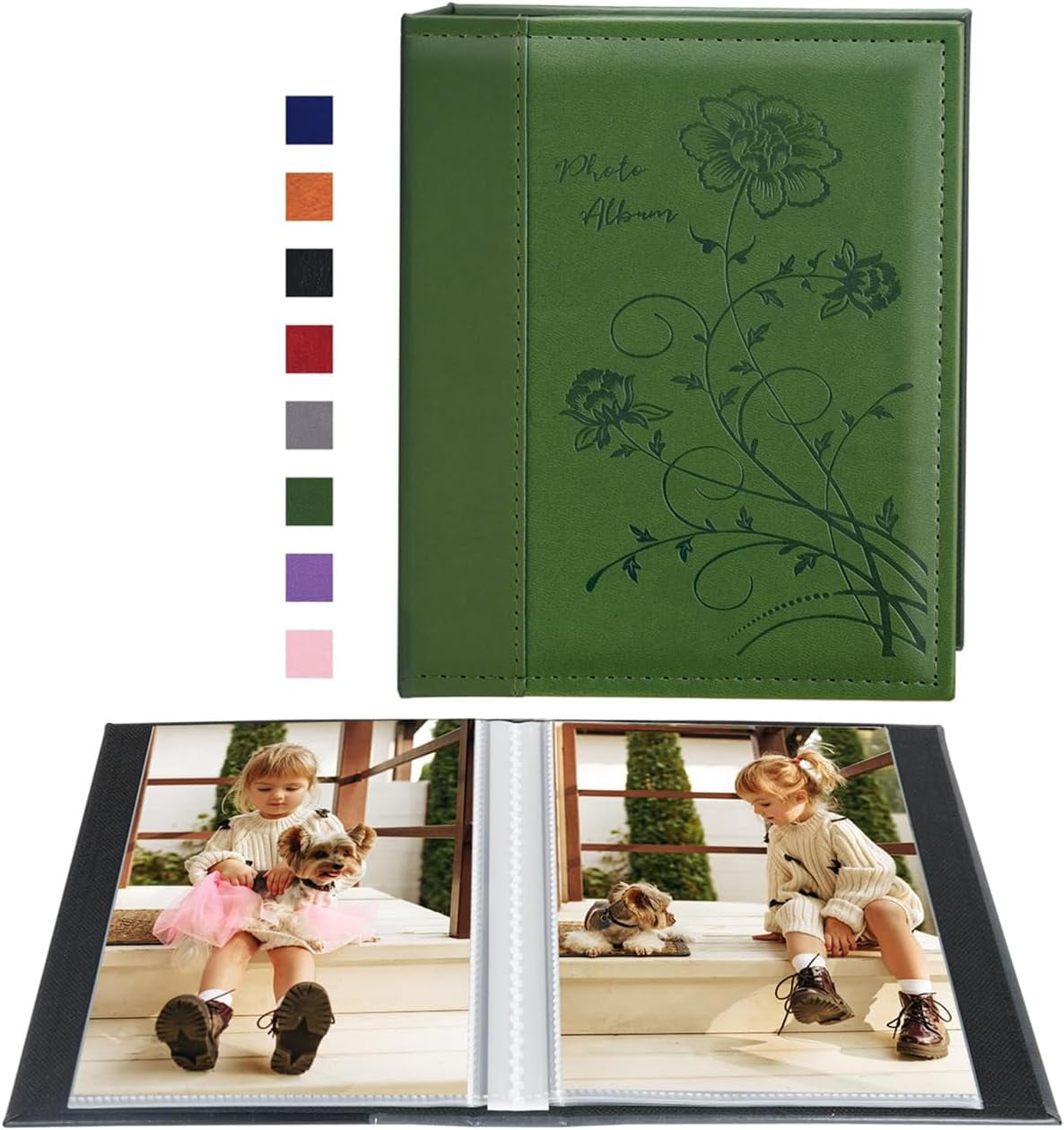 Photo Album 5x7 Clear Pages Pockets Leather Cover Slip Slide in Photo ...