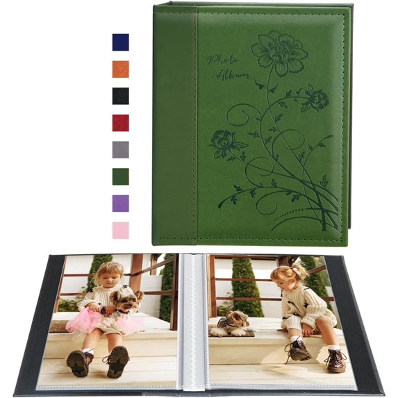 Photo Album 5x7 Clear Pages Pockets Leather Cover Slip Slide in Photo ...