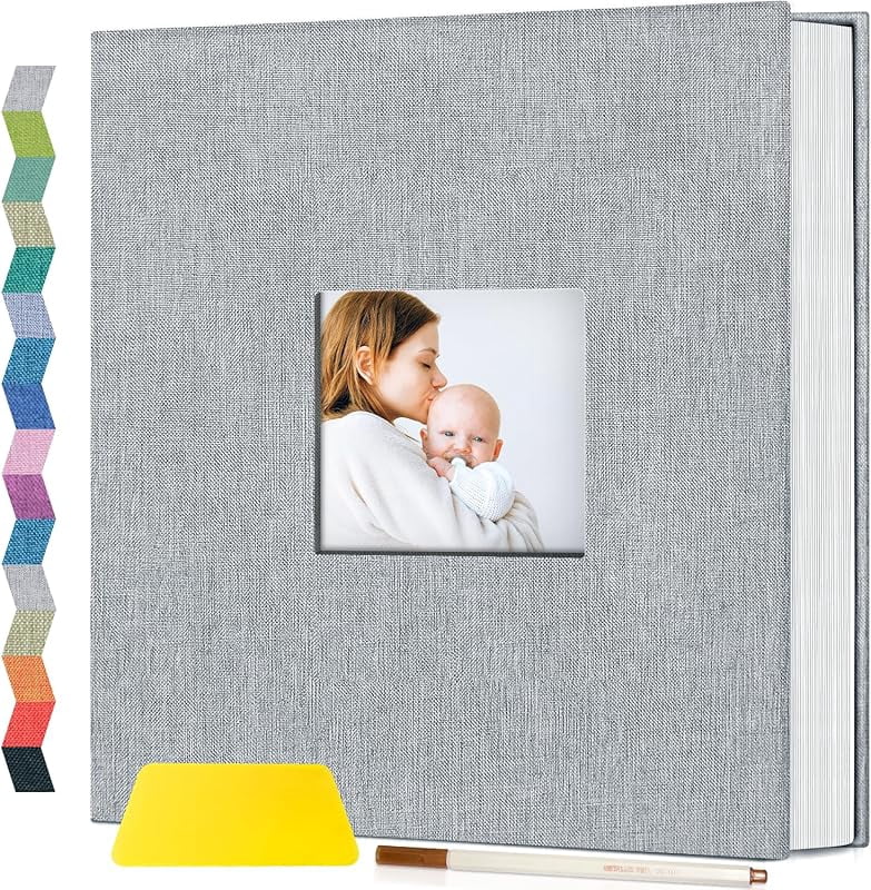 Photo Album Self Adhesive with Picture Display Window,40 Pages DIY Baby ...
