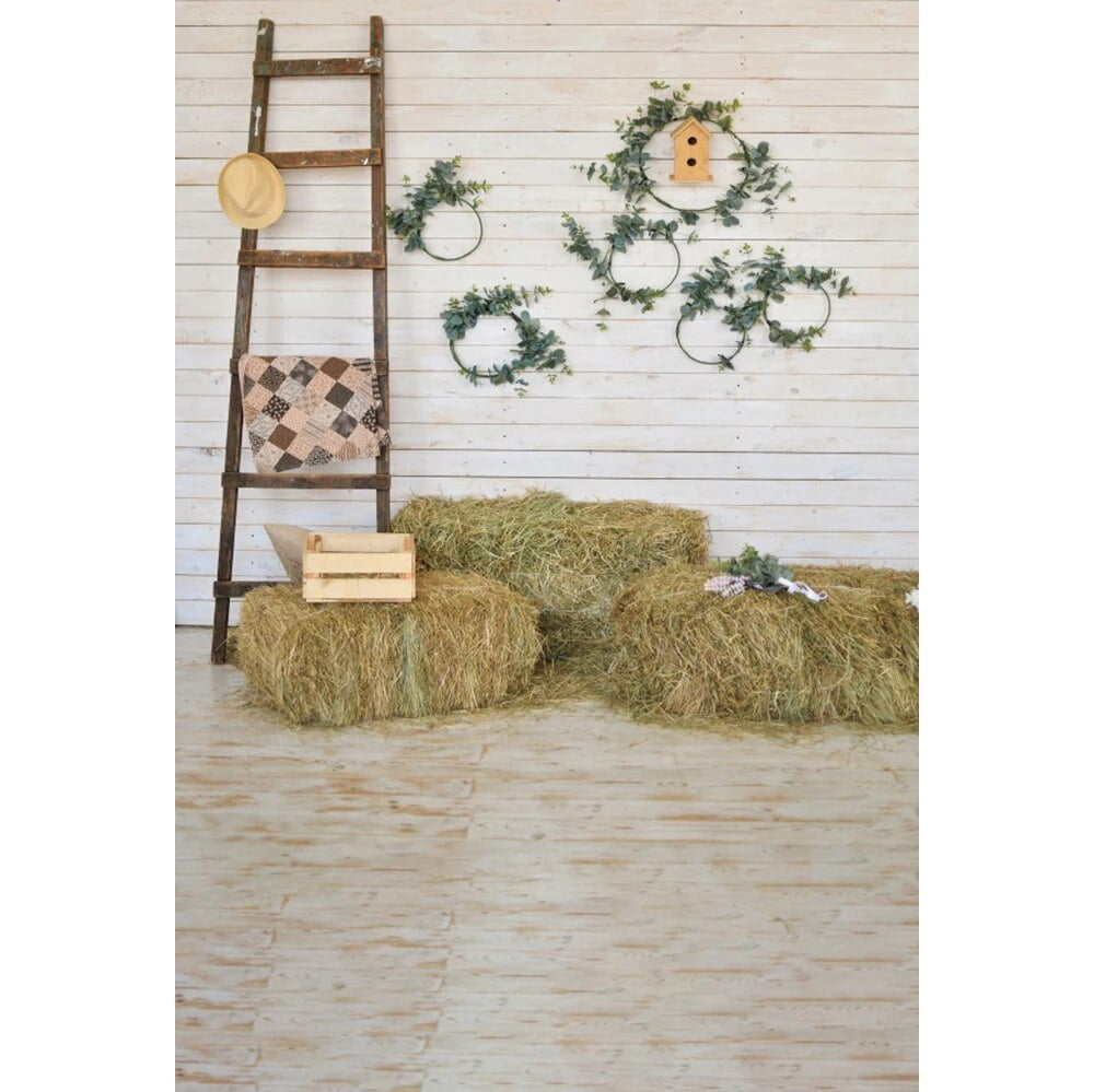 Photo Backdrop Autumn Farm Warehouse Haystack Wooden Ladder Bird's Nest ...