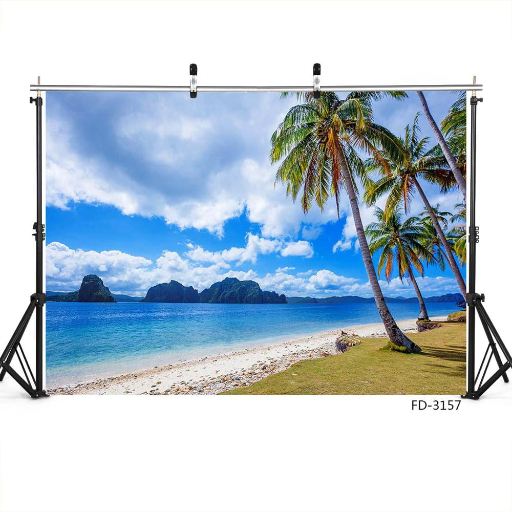 Photo Backdrop Beach Coconut Tree Sea Cloud Vinyl Cloth Backgrounds for ...