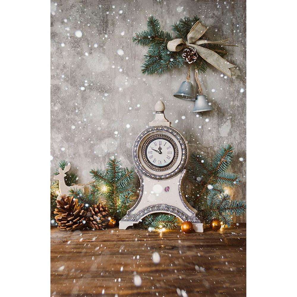 Photo Backdrop Christmas Bell Pine C Snow Clock Customized Background ...
