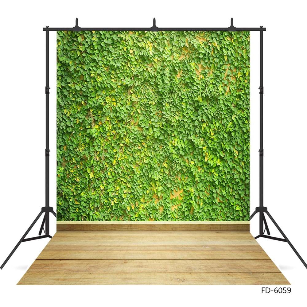 Photo Backdrop Green Plant Wall Wood Computer Printed Photography ...