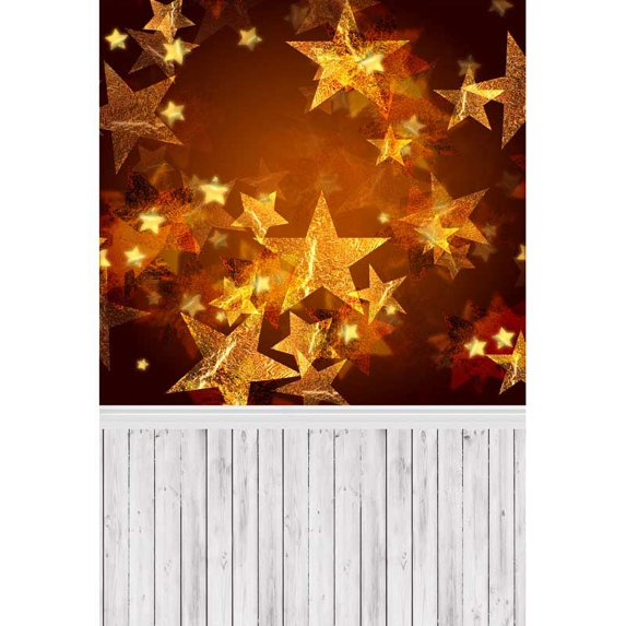 Photo Background Wood Floor Golden Star 3D Vinyl Digital Printing Cloth ...