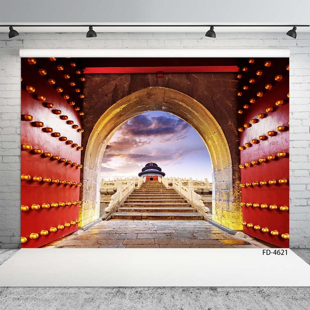Photo Backgrounds Ancient Building Arch Door Steps Vinyl Cloth Backdrop ...