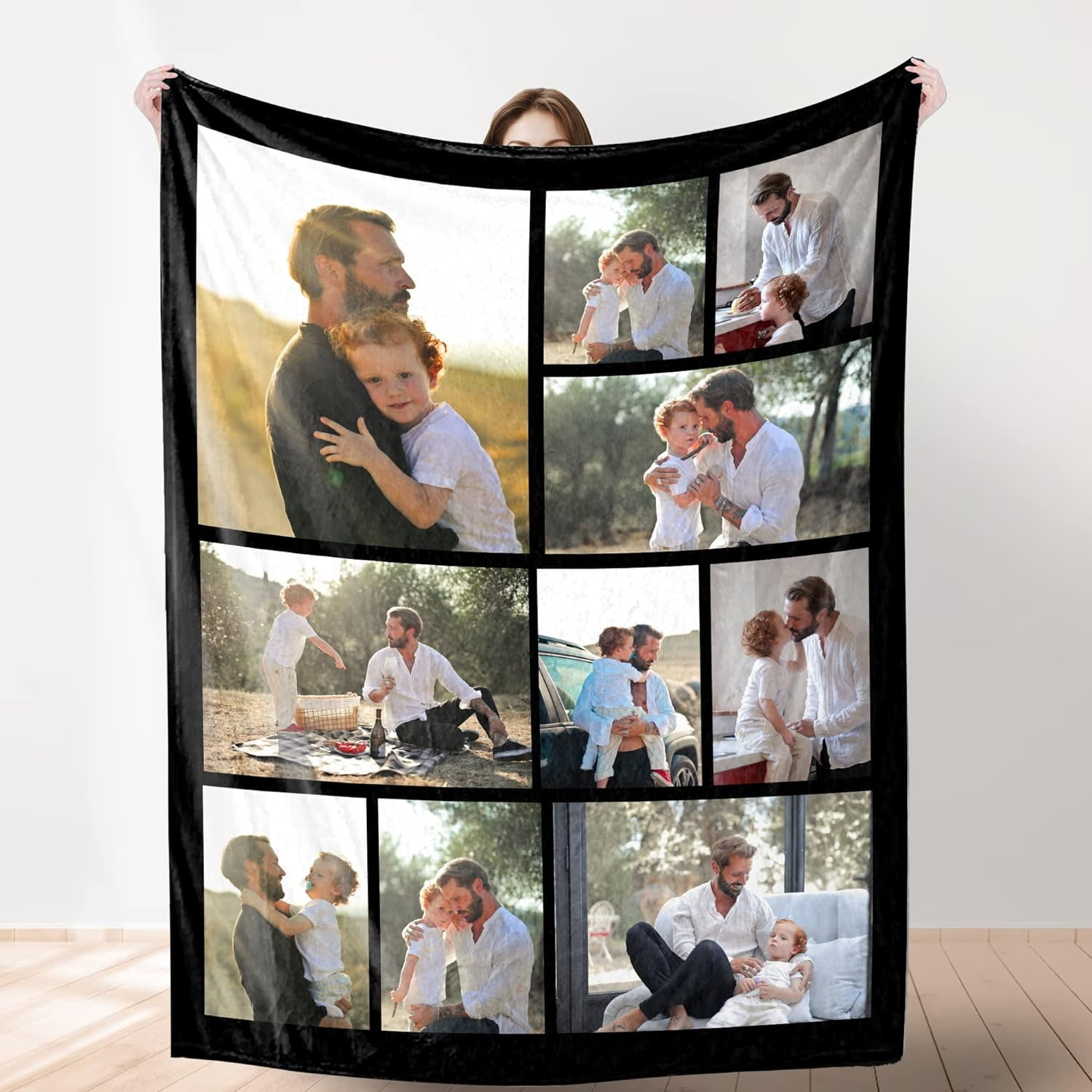 Photo Blanket Personalized Collage 10 Picture Blanket for Him Her Dad ...