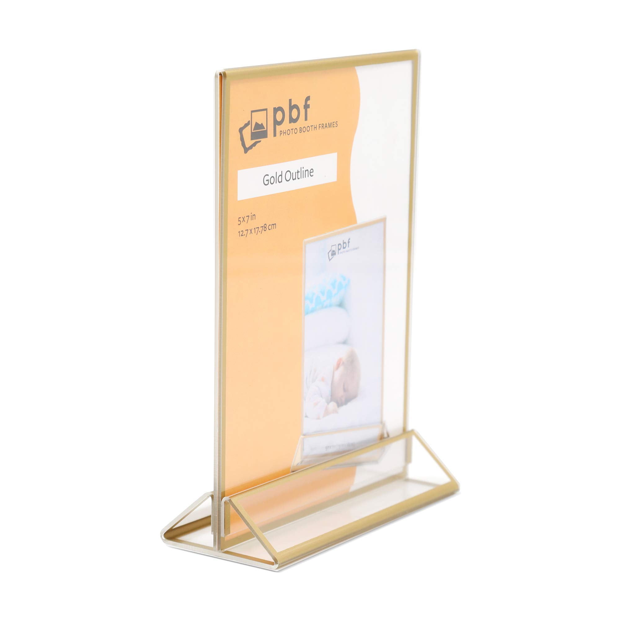 Photo Booth Frames - Tabletop 5x7 Acrylic Picture Display Stand, Gold ...