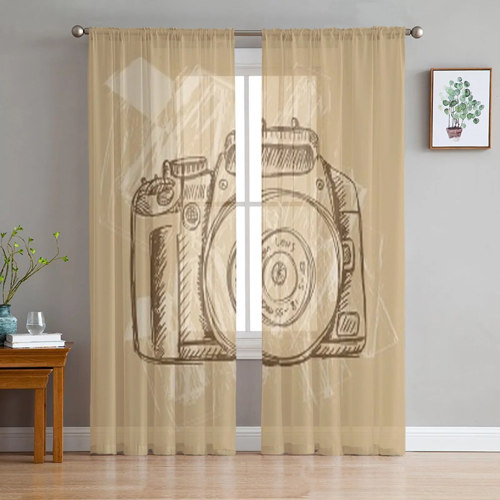 Photo Camera Sheer Curtains for Living Room Transparent Tulle Window ...