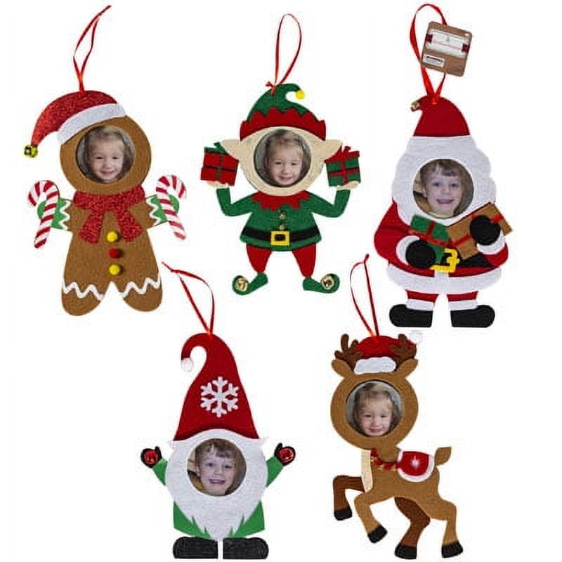 Photo Christmas Ornaments Set of 5 Gnome Elf Reindeer Gingerbread Santa ...