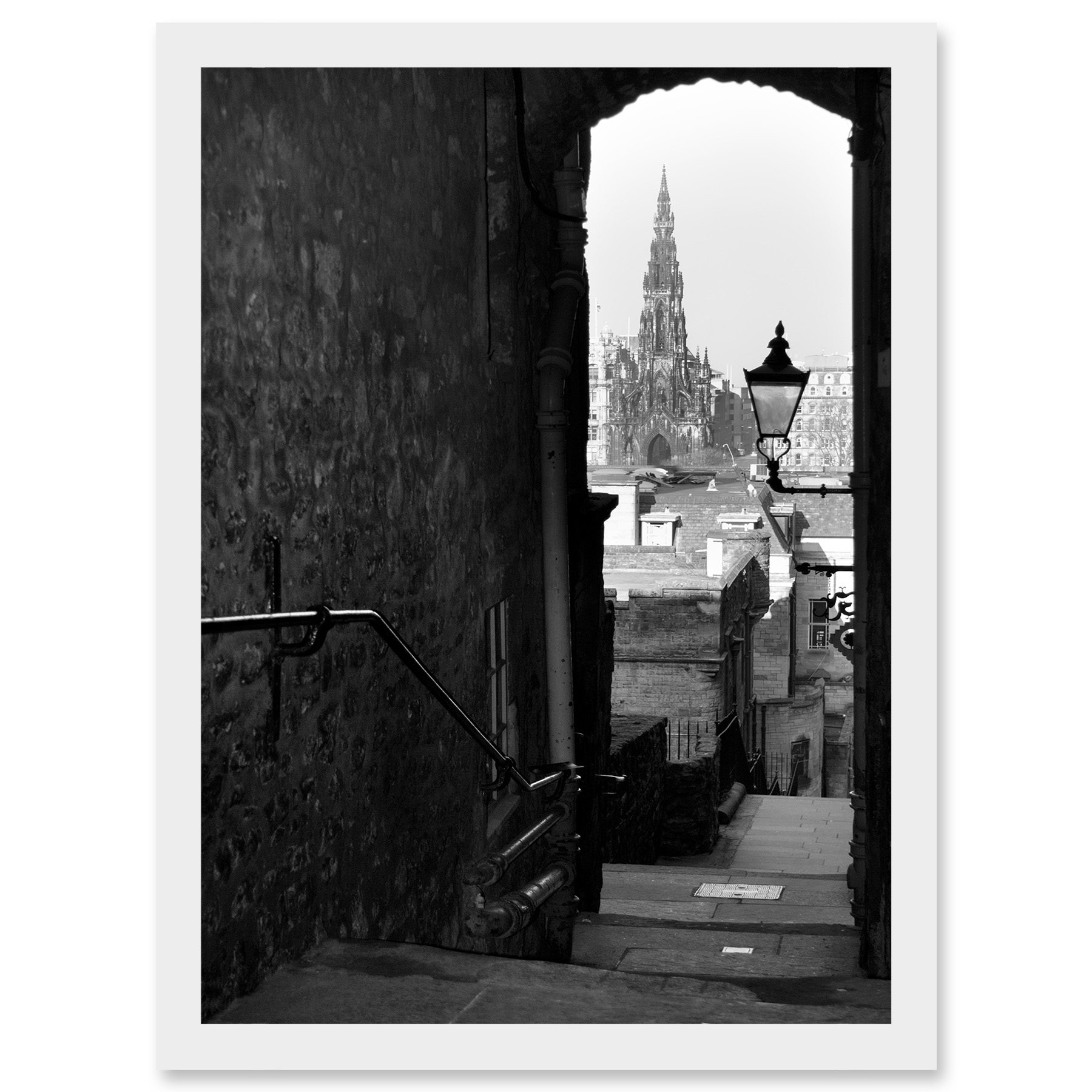 Photo Cityscape Edinburgh Royal Mile Lane Black White Scotland Artwork ...