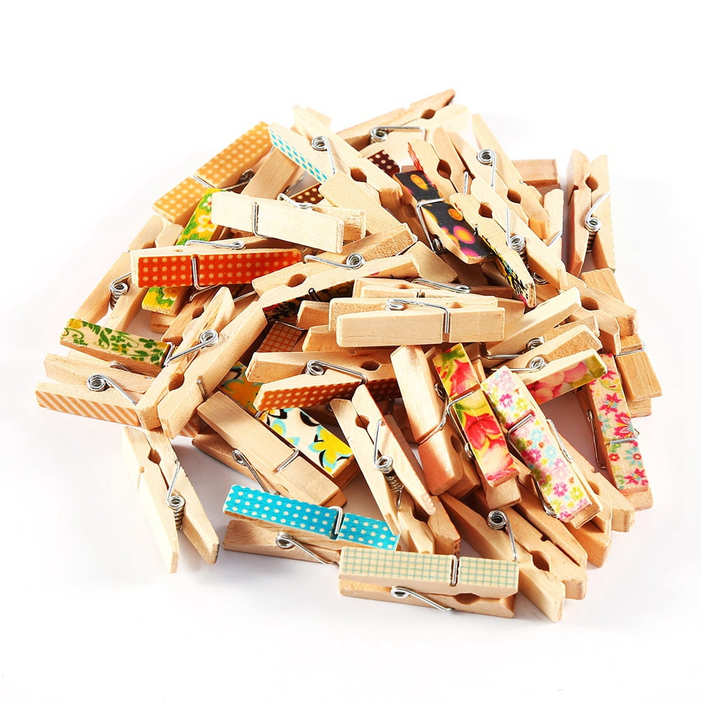 Photo Clip, 50pcs Mini Cute Painted Wooden Clips Paper Pegs Clothes ...