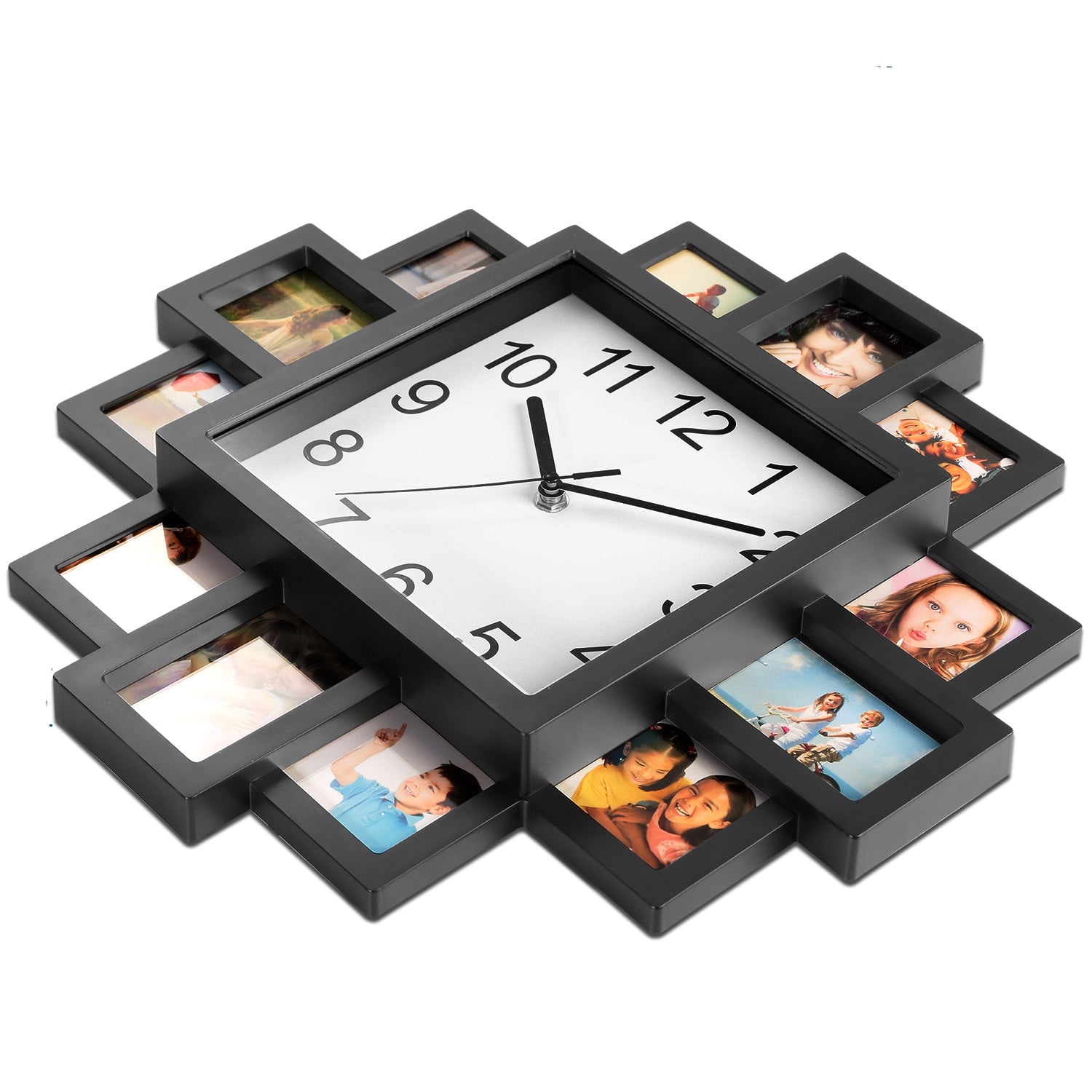 iMounTEK Photo Collage Clock for Living Room, Large Wall Clock with 12 ...