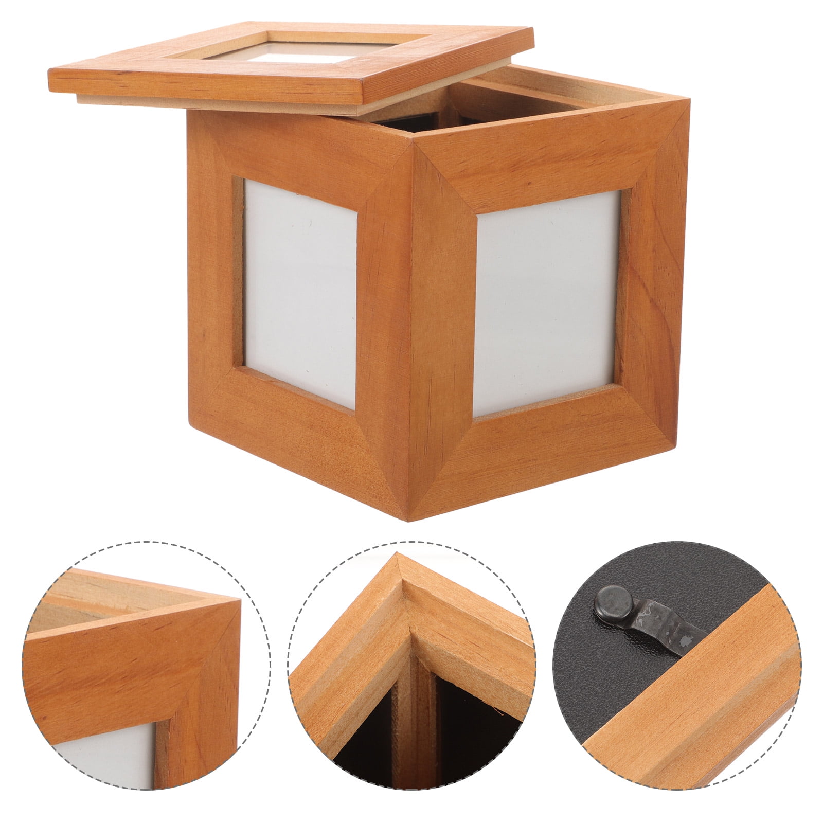 Photo Cube Photo Keepsake Box Picture Frame Photo Box Wood Box for ...