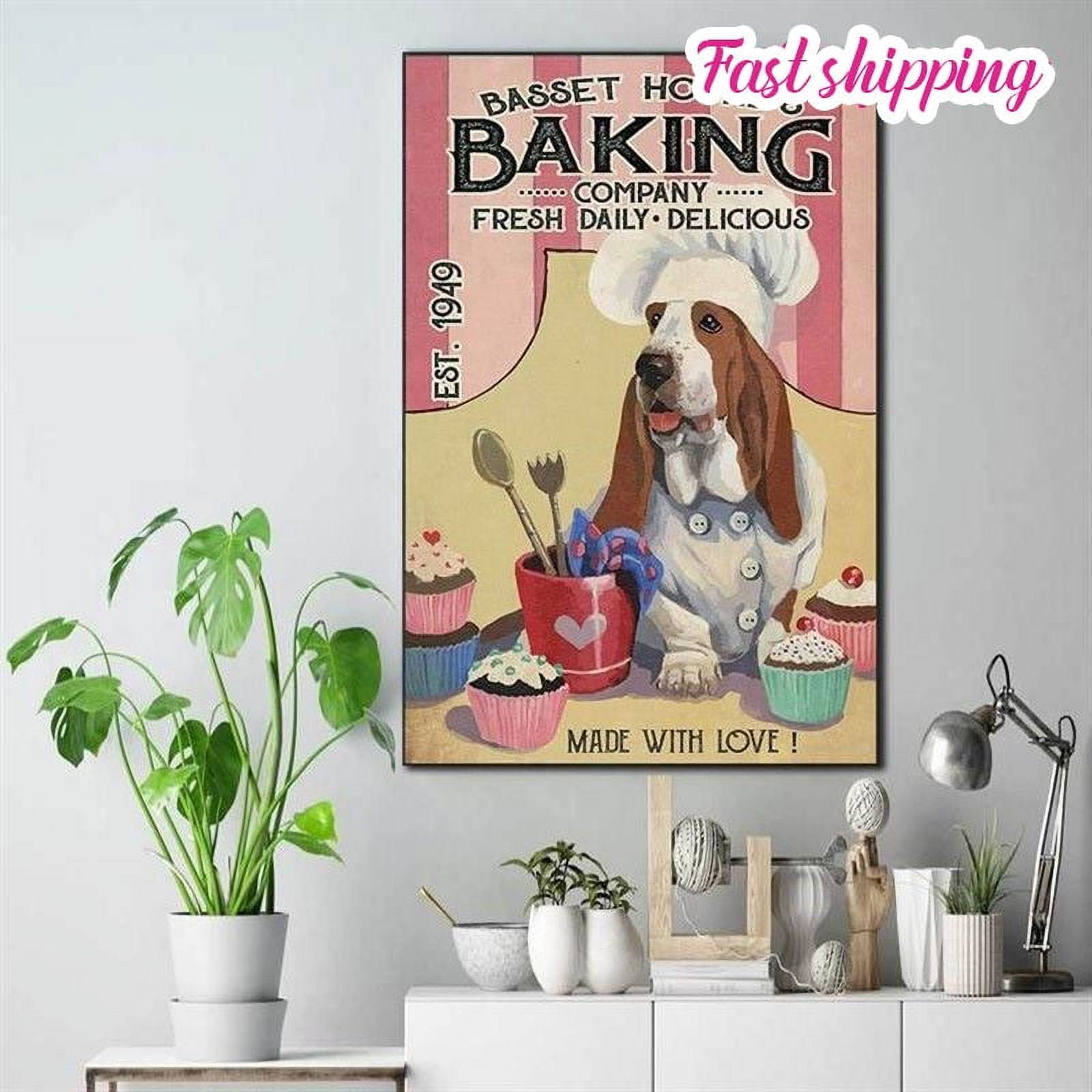 Photo Dog Lovers Beagle Basset Hounds Baking Vintage Home Poster Wall ...