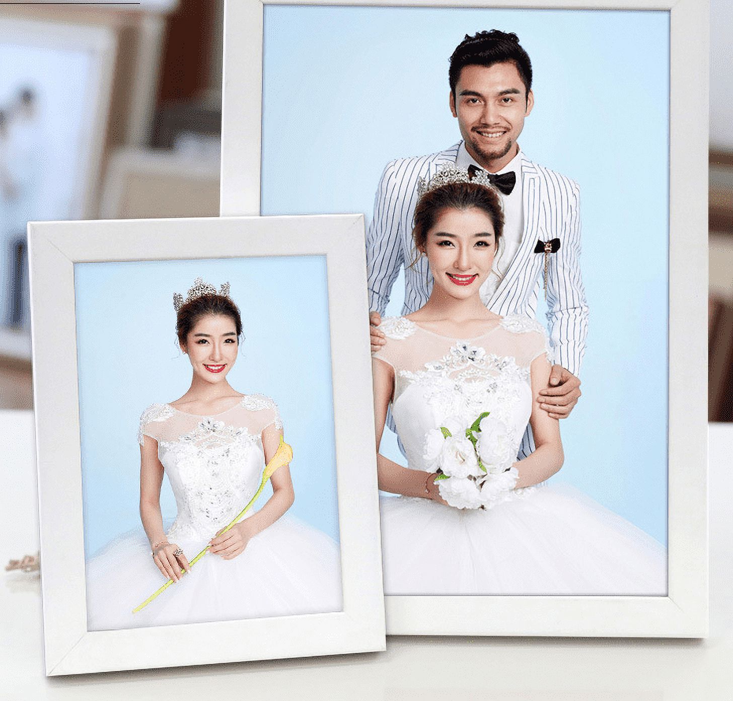 Photo Frames Set of 3 for Tabletop Display or Wall Mounting Solid Pine ...