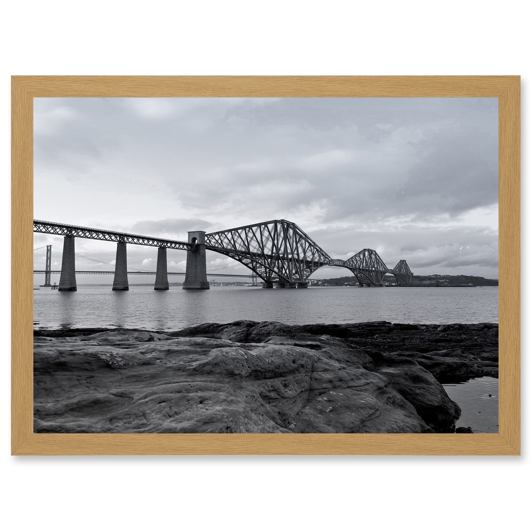 Photo Landmark River Forth Rail Bridges Road Scotland Artwork Framed ...