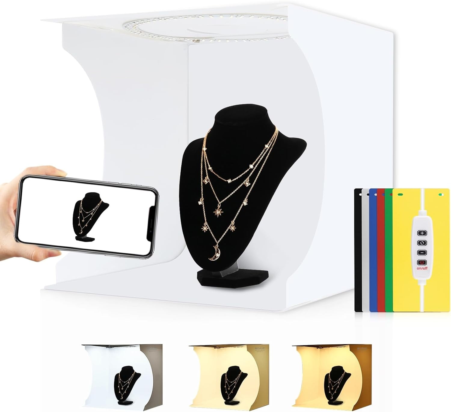 Photo Light Box 12" Portable Folding Photography Light Tent kit with ...