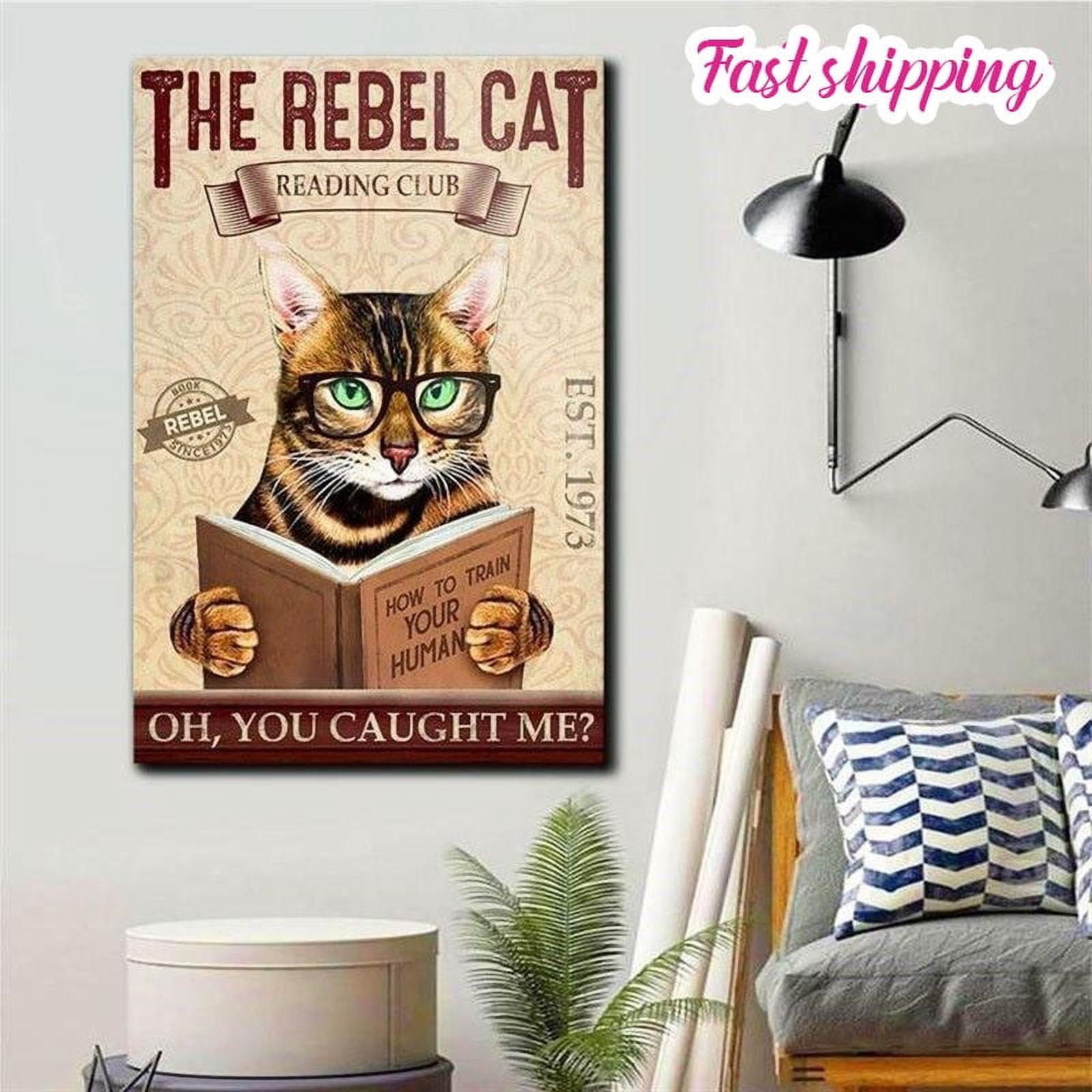 Photo Lovers The Rebel Cat Reading Club Vintage Home Poster Wall Art ...