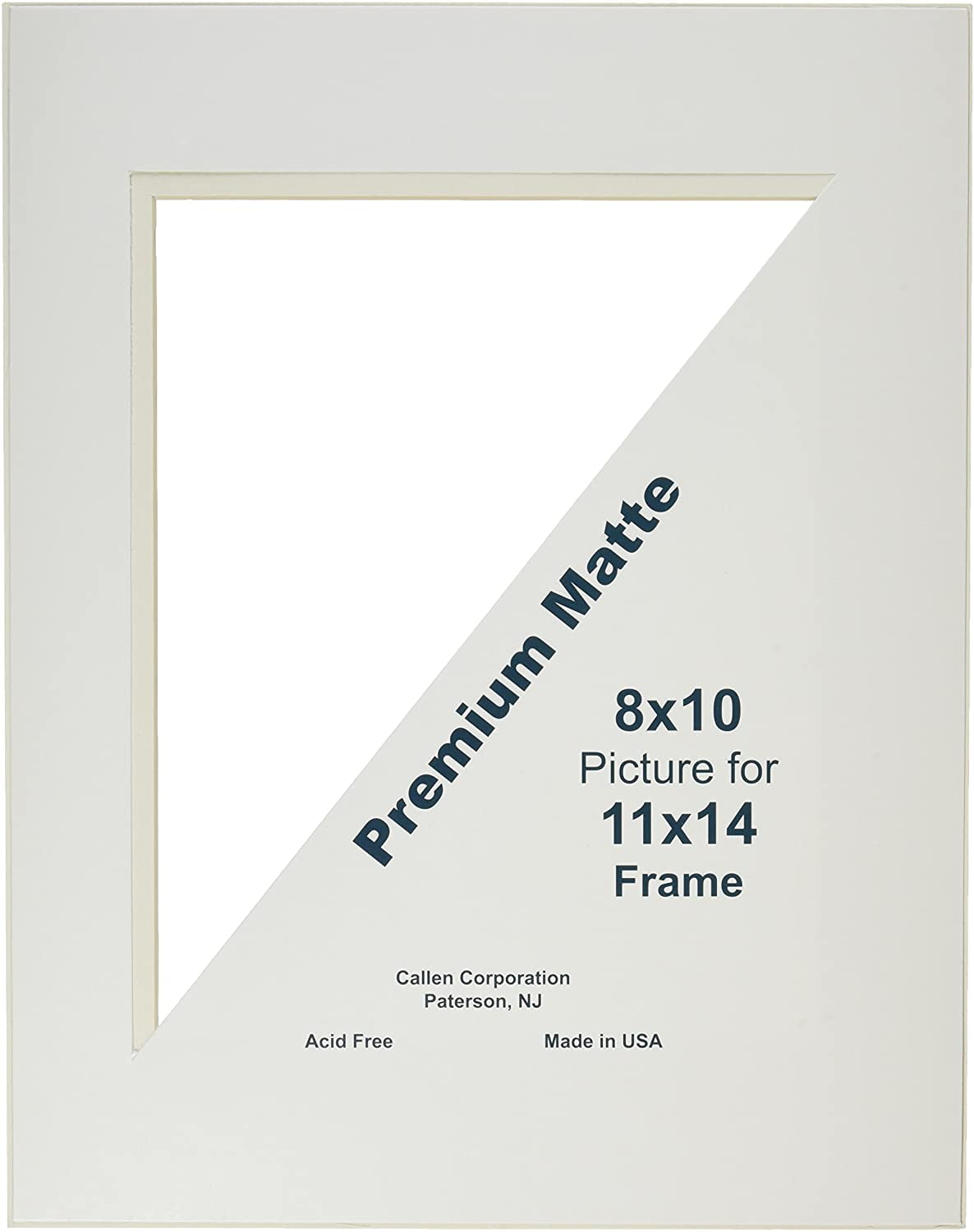 Photo Mat 11"X14" Single Hand-Cut W/Bevel Edge-Ivory W/White Core ...