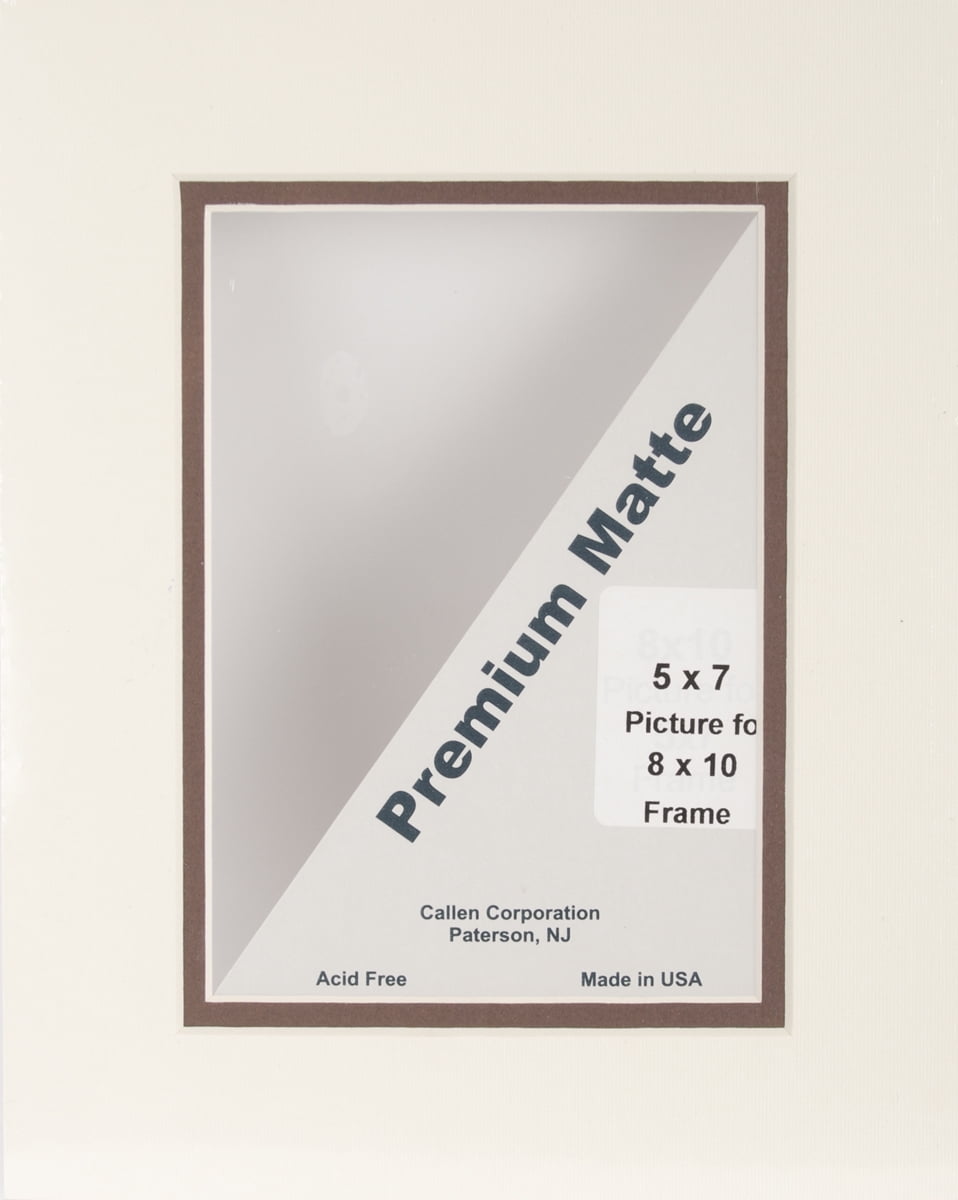 Photo Mat 8"X10" Double Hand-Cut W/Bevel Edge-Natural Linen W/Chocolate ...