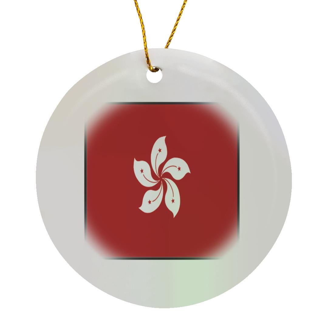 3drose, Photo of China Hong Kong Flag Button, Circle Porcelain Ornament ...