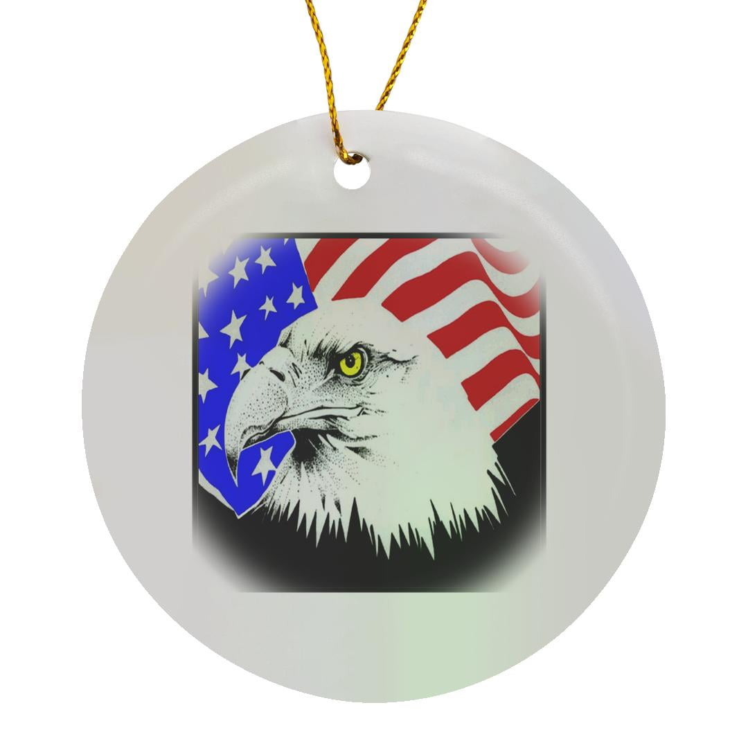 3drose, Photo of Eagle N Usa Flag Button, Circle Porcelain Ornament ...