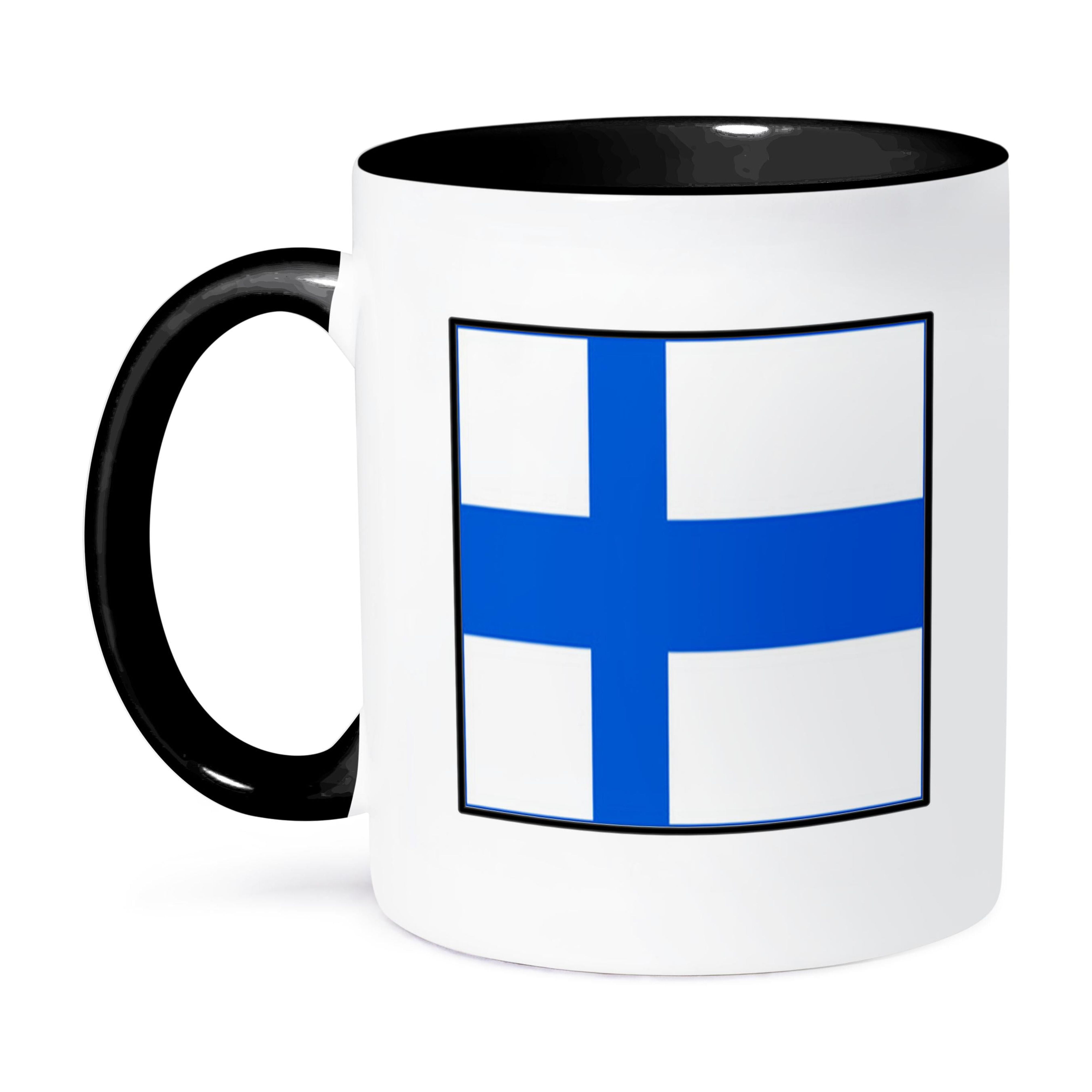 3dRose, Photo Of Finland Flag Button, 11oz Two-Tone Black Mug - Walmart.com