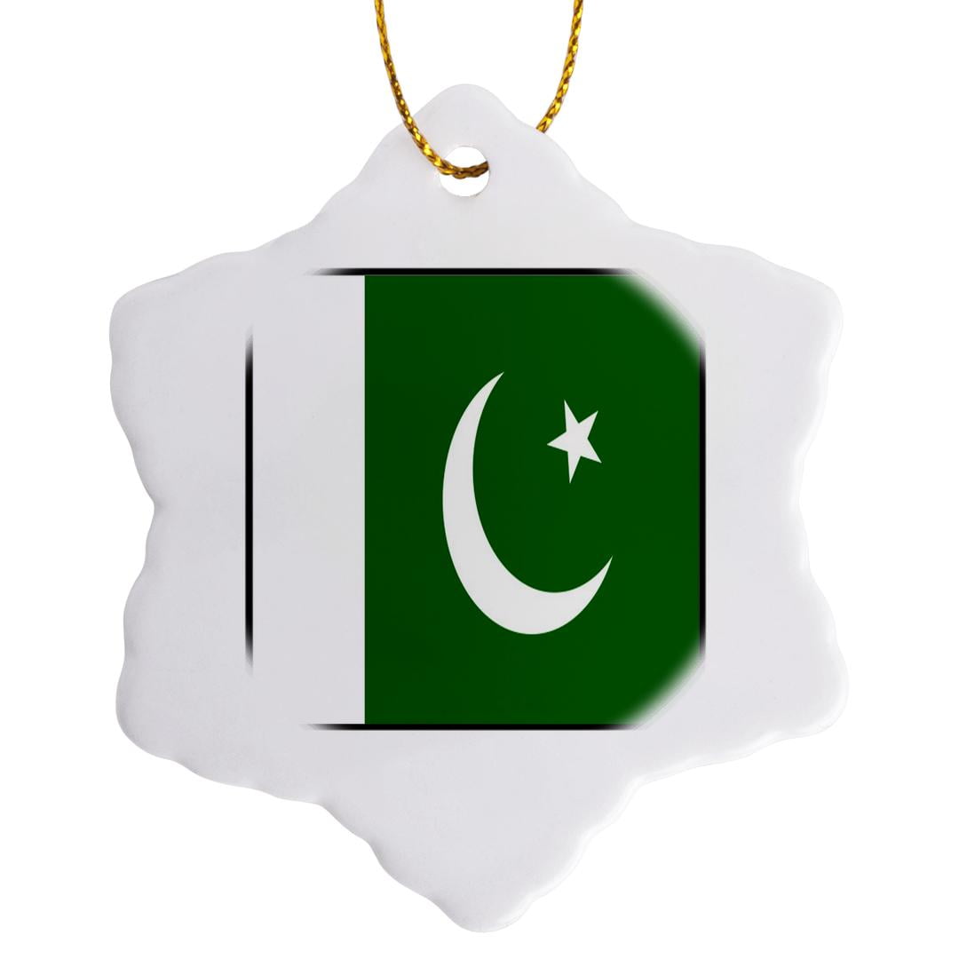 3drose, Photo of Pakistan Flag Button, 3 inch Snowflake Porcelain ...