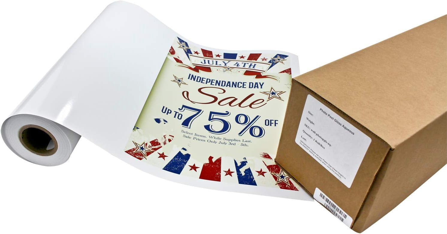 Photo Peel Glossy Printable Adhesive Vinyl Roll 17 inches x 60 feet ...