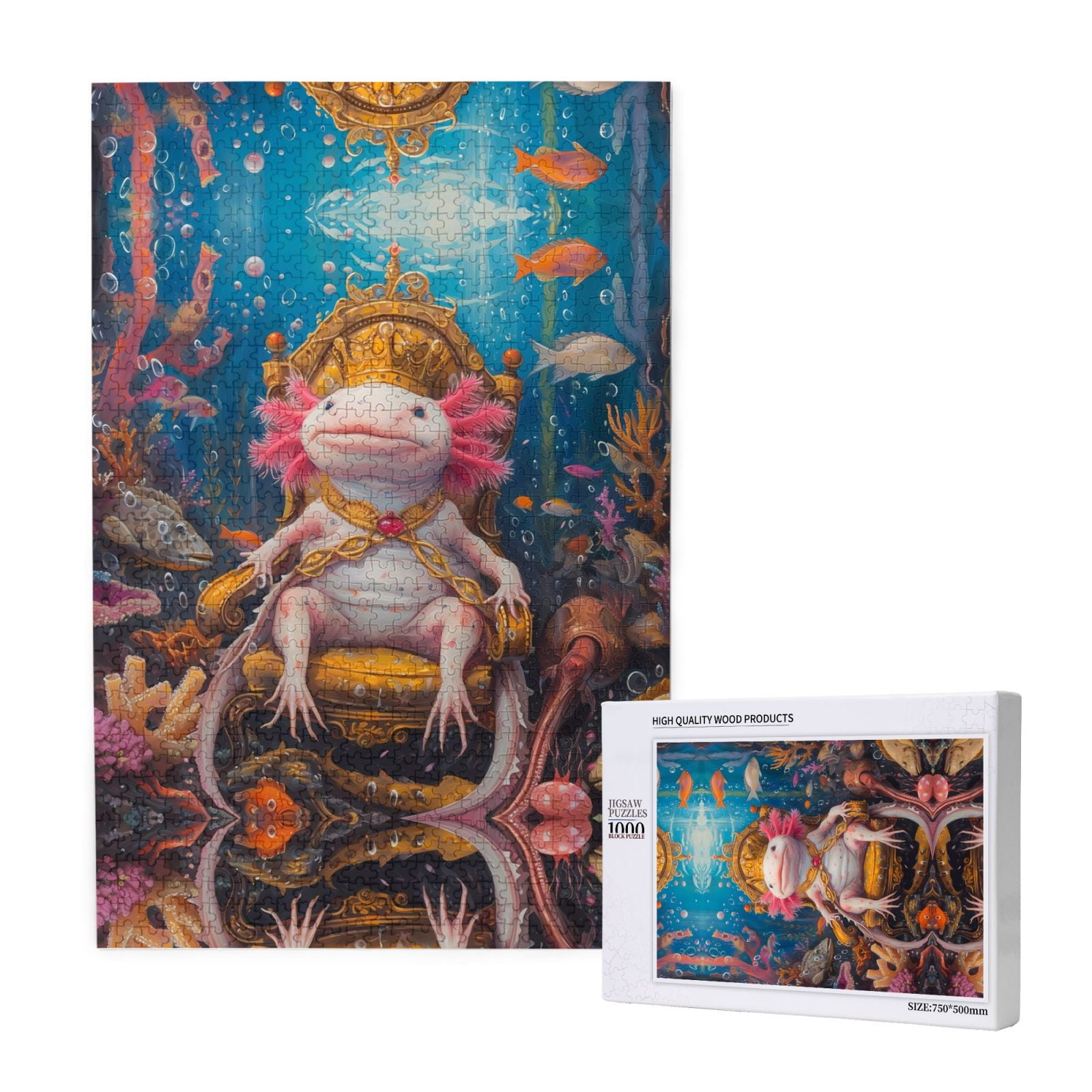 Photo Puzzle Aquatic Axolotl King 1000 Piece Family Reunion Puzzle ...