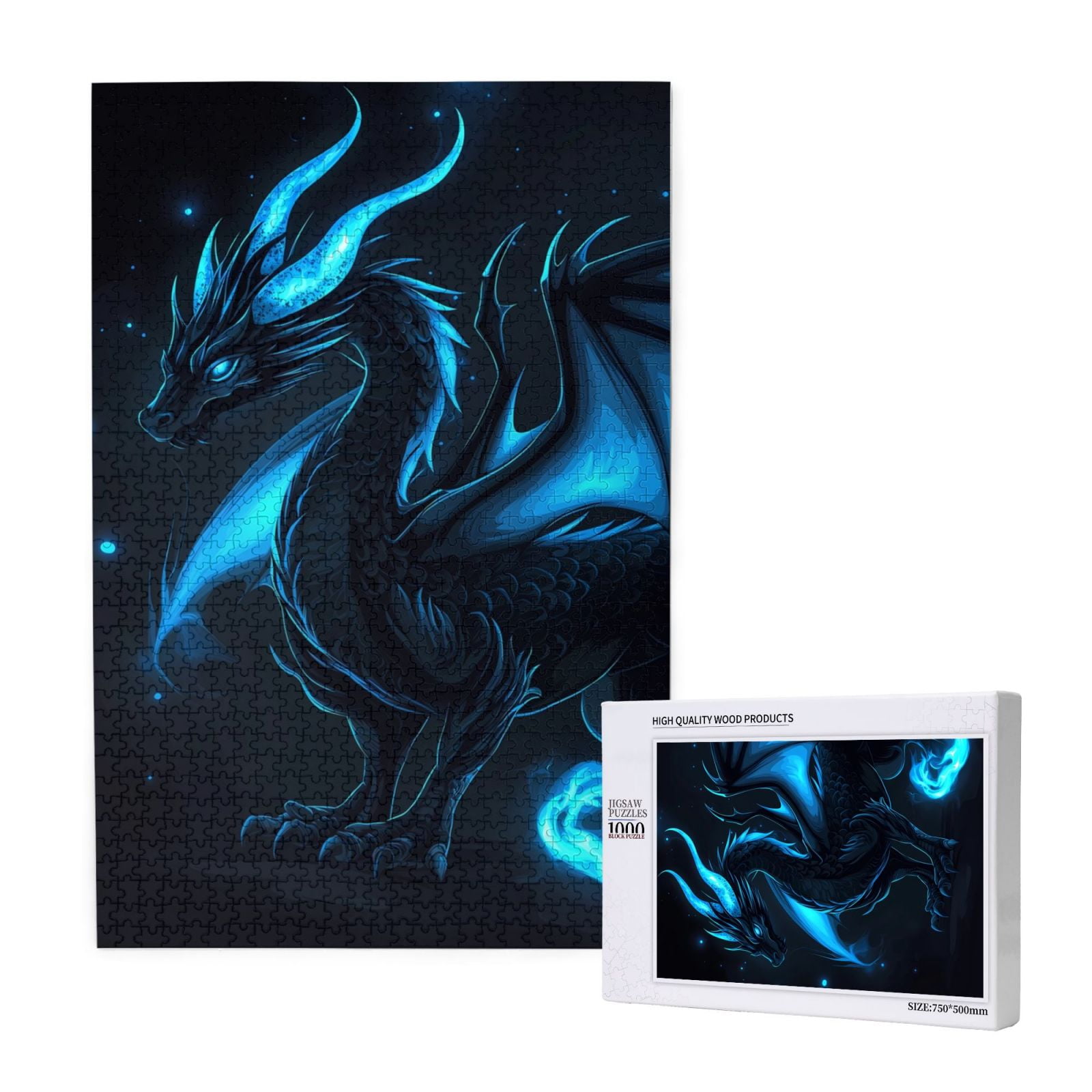 Photo Puzzle Blue Flame Dragon Aura 1000 Piece Family Reunion Puzzle ...