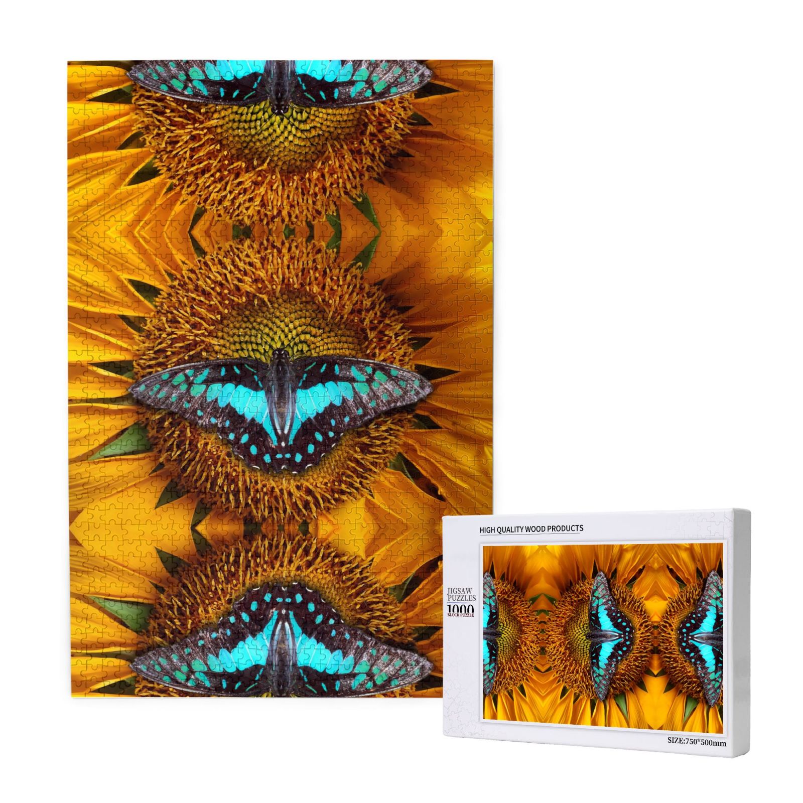 Photo Puzzle Butterfly Alighted On Sunflowers 1000 Piece Family Reunion ...
