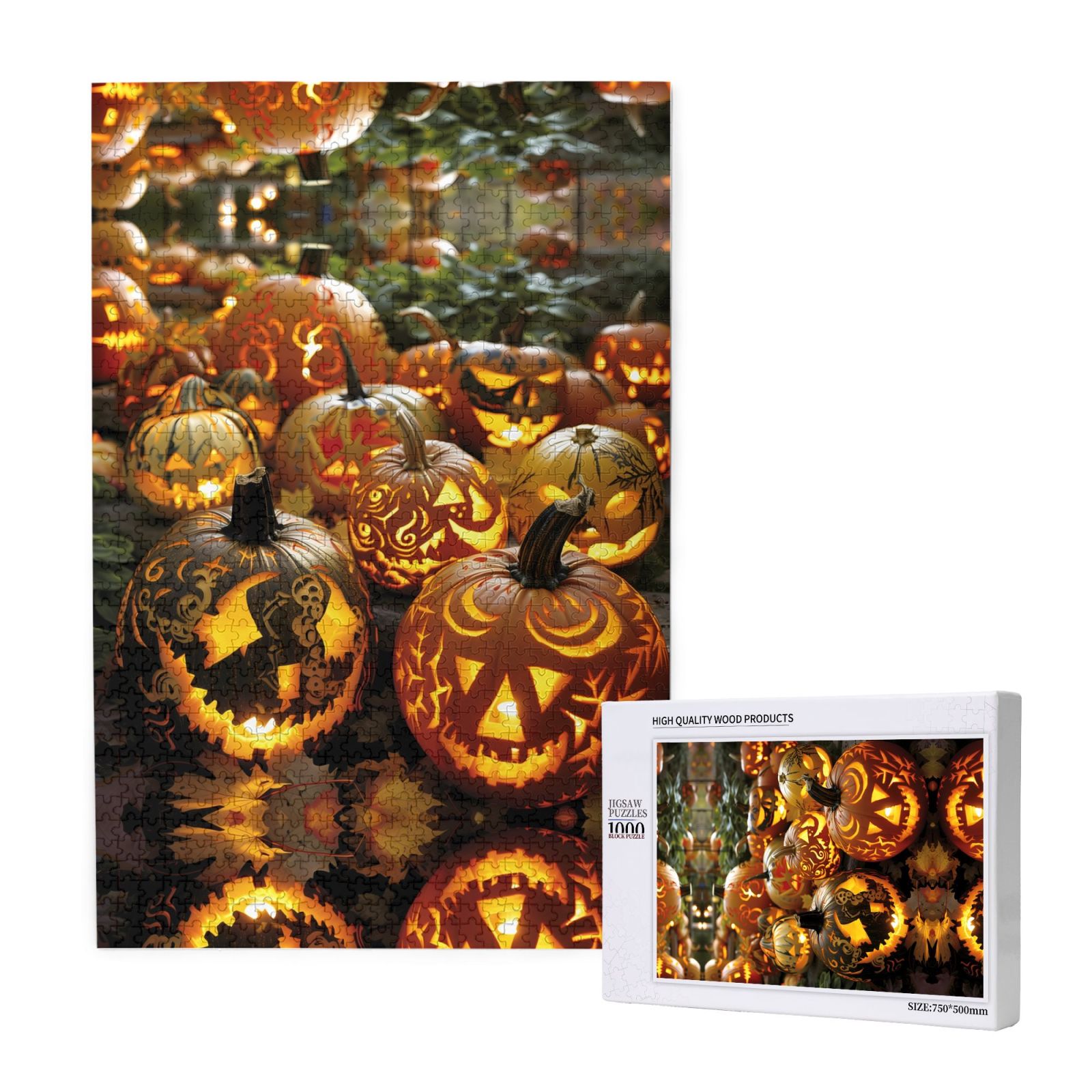 Photo Puzzle Halloween Carved Pumpkin Art 1000 Piece Family Reunion ...