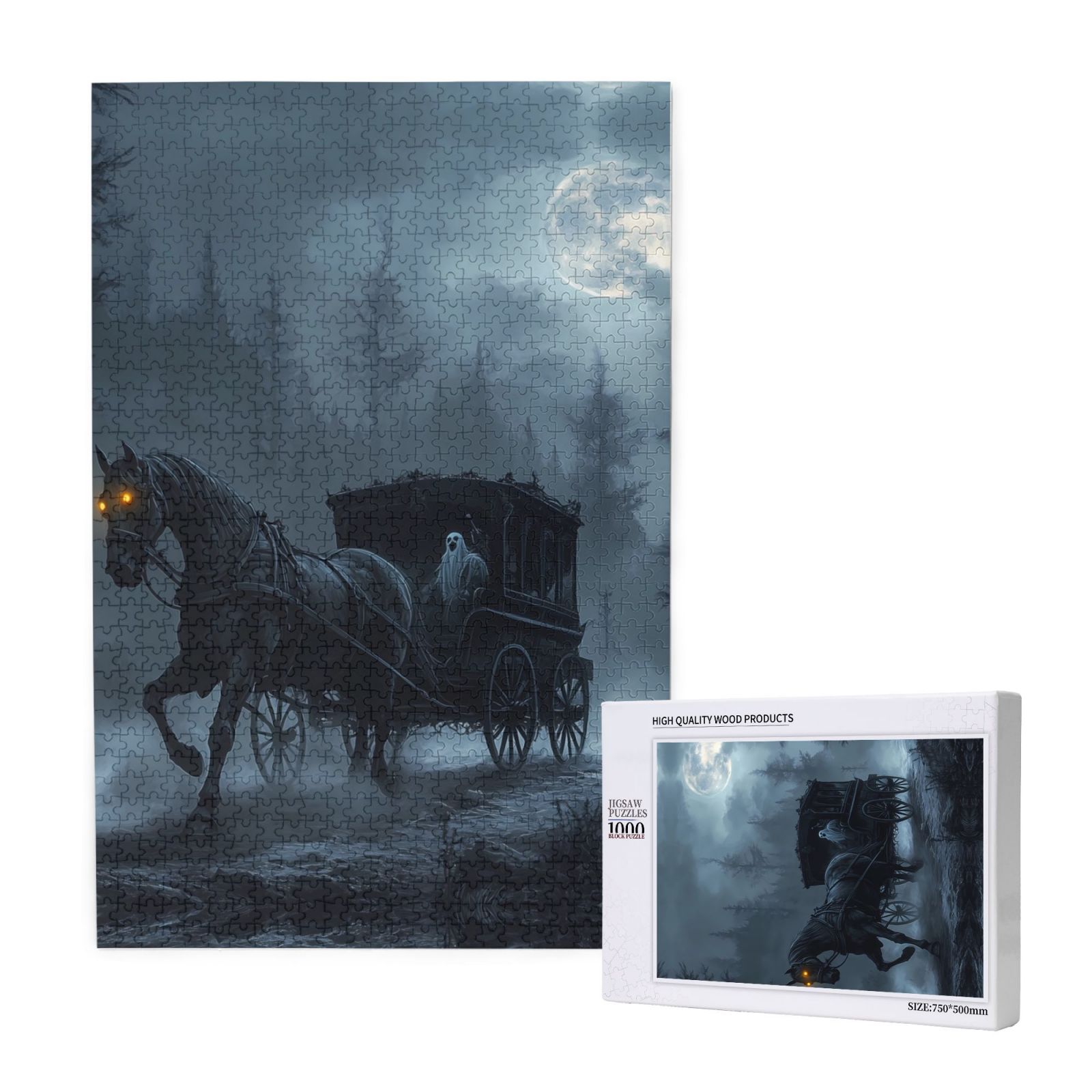 Photo Puzzle Halloween Forest Skeleton Carriage 1000 Piece Family ...