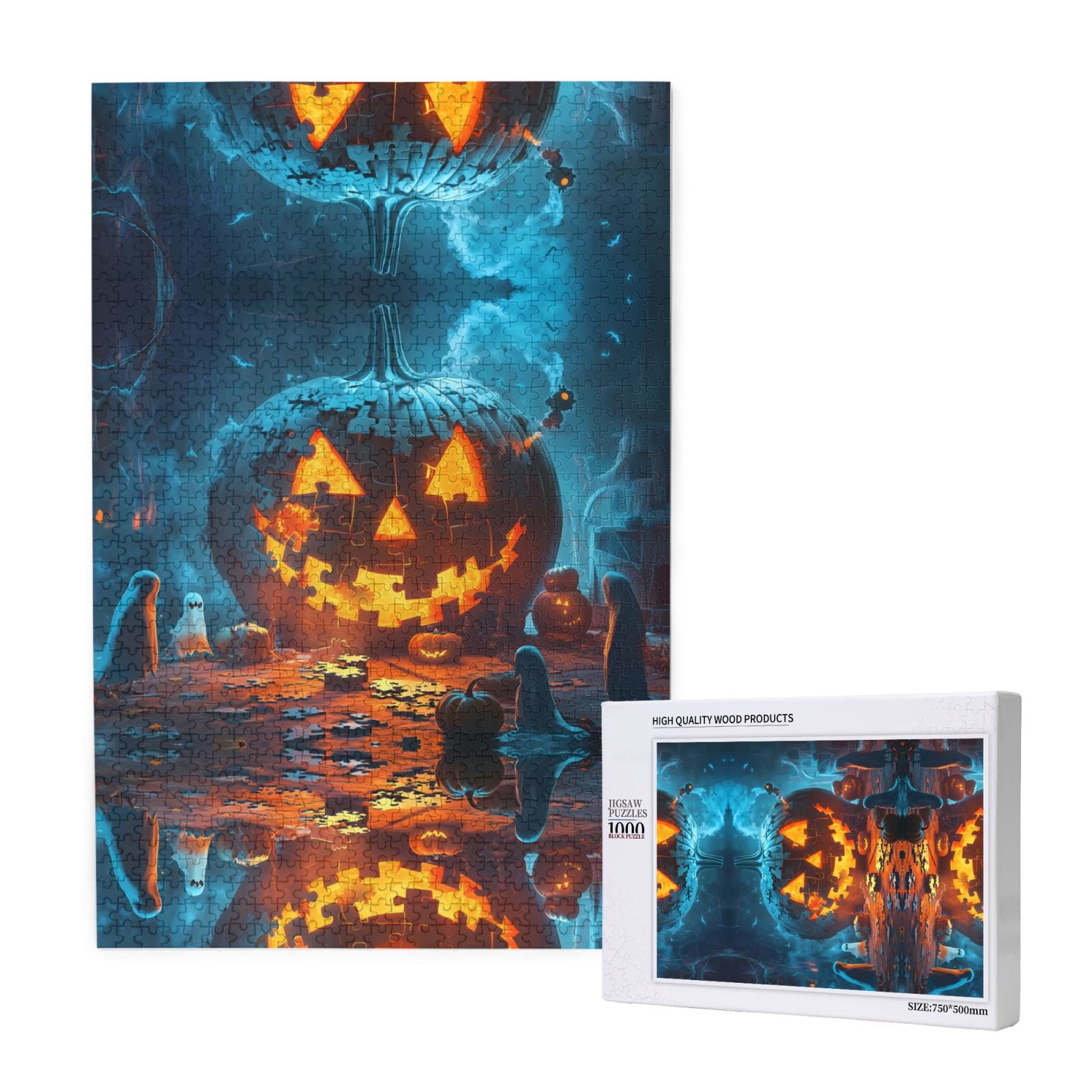 Photo Puzzle Halloween Ghost Puzzle Pumpkin 1000 Piece Family Reunion Puzzle, Wooden Puzzles for ...