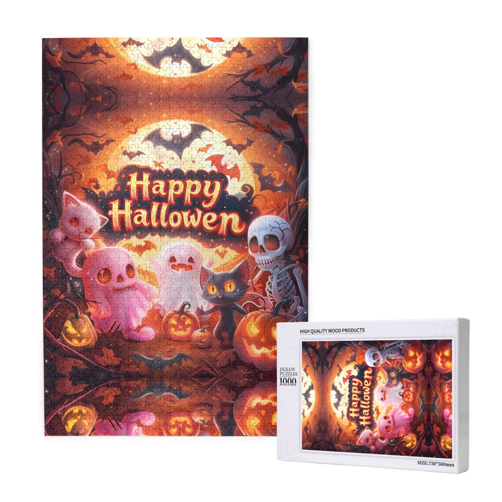Photo Puzzle Halloween Happy Cute Ghost Skeleton 1000 Piece Family ...
