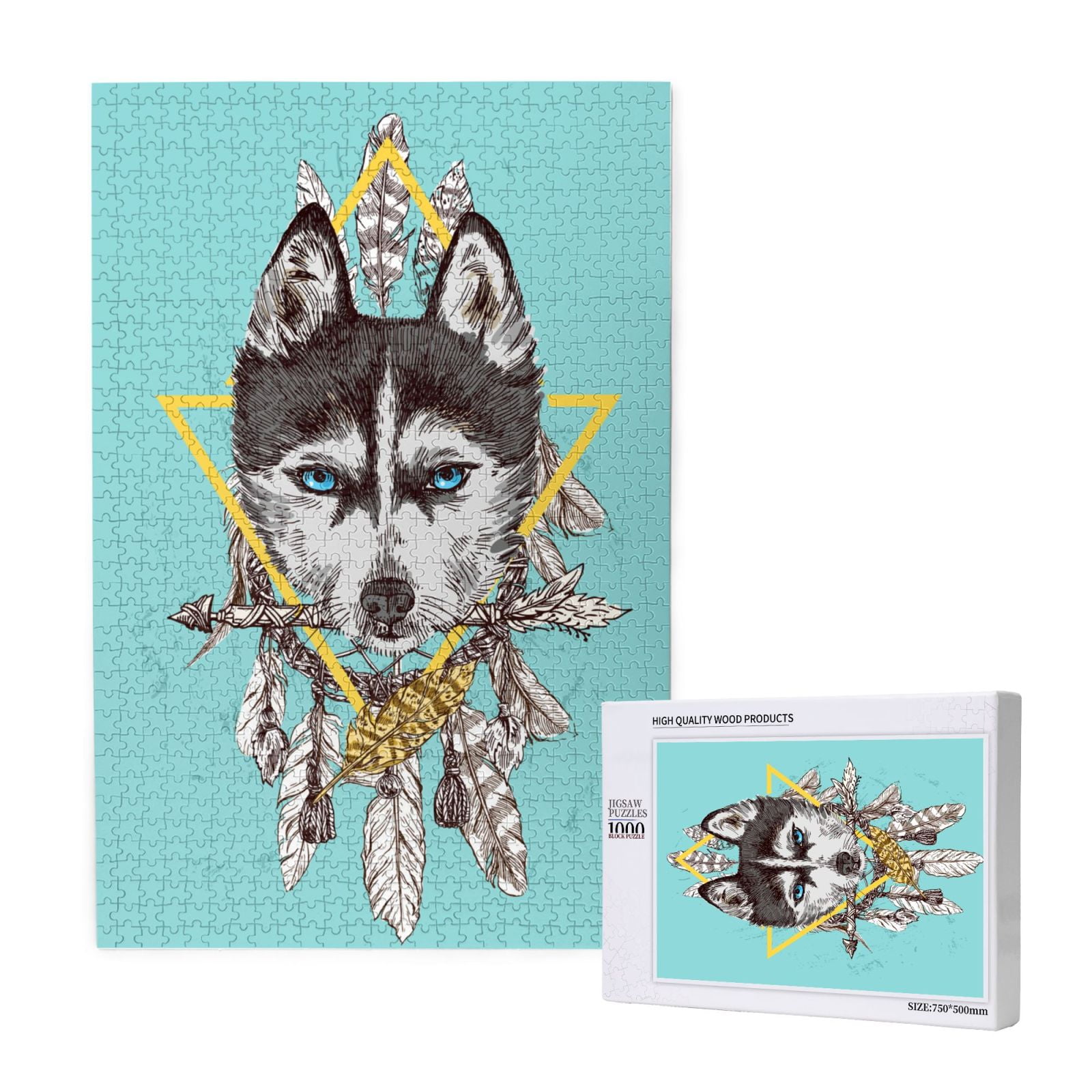 Photo Puzzle Husky With Dreamcatcher 1000 Piece Family Reunion Puzzle ...