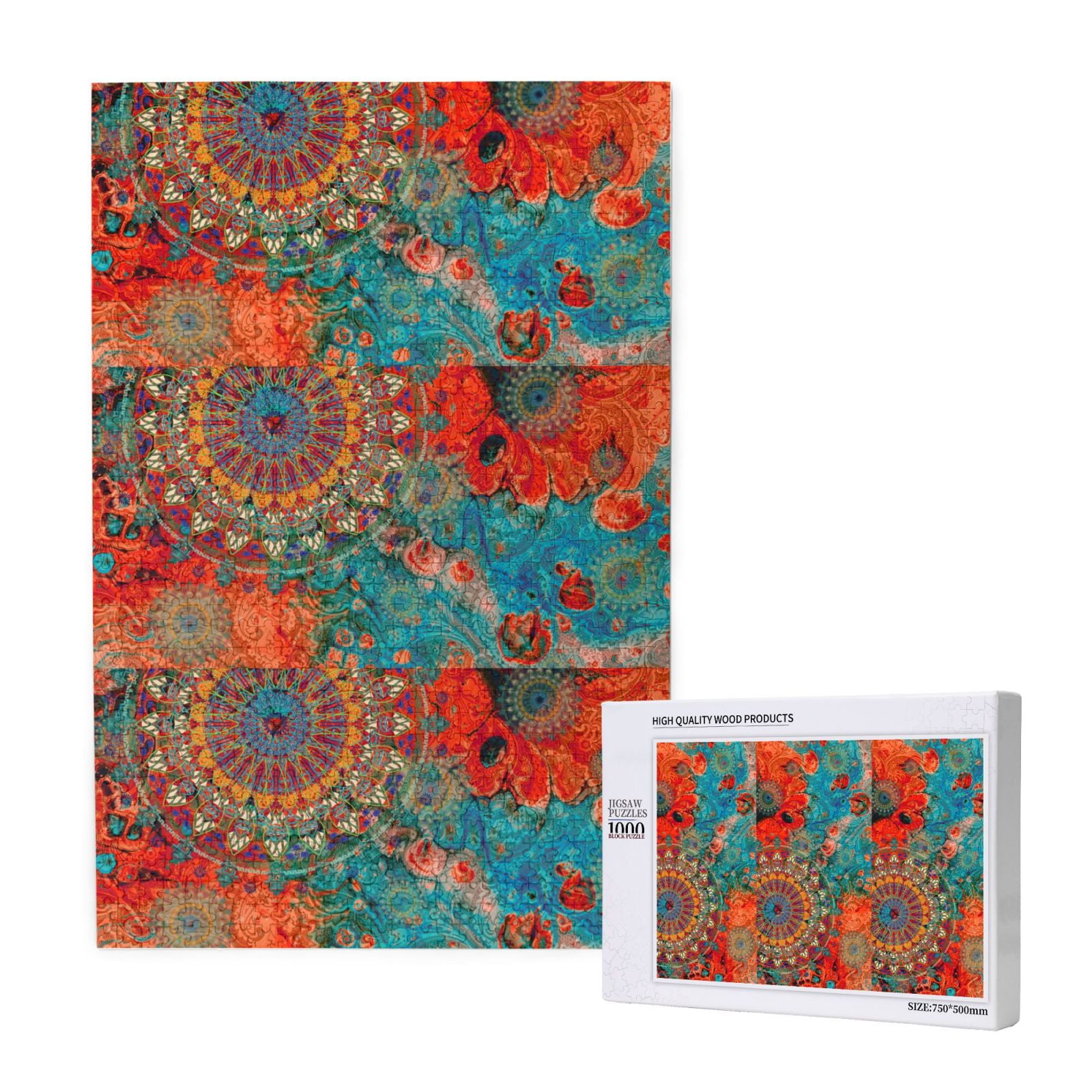 Photo Puzzle Mandala Colorful 1000 Piece Family Reunion Puzzle, Wooden ...