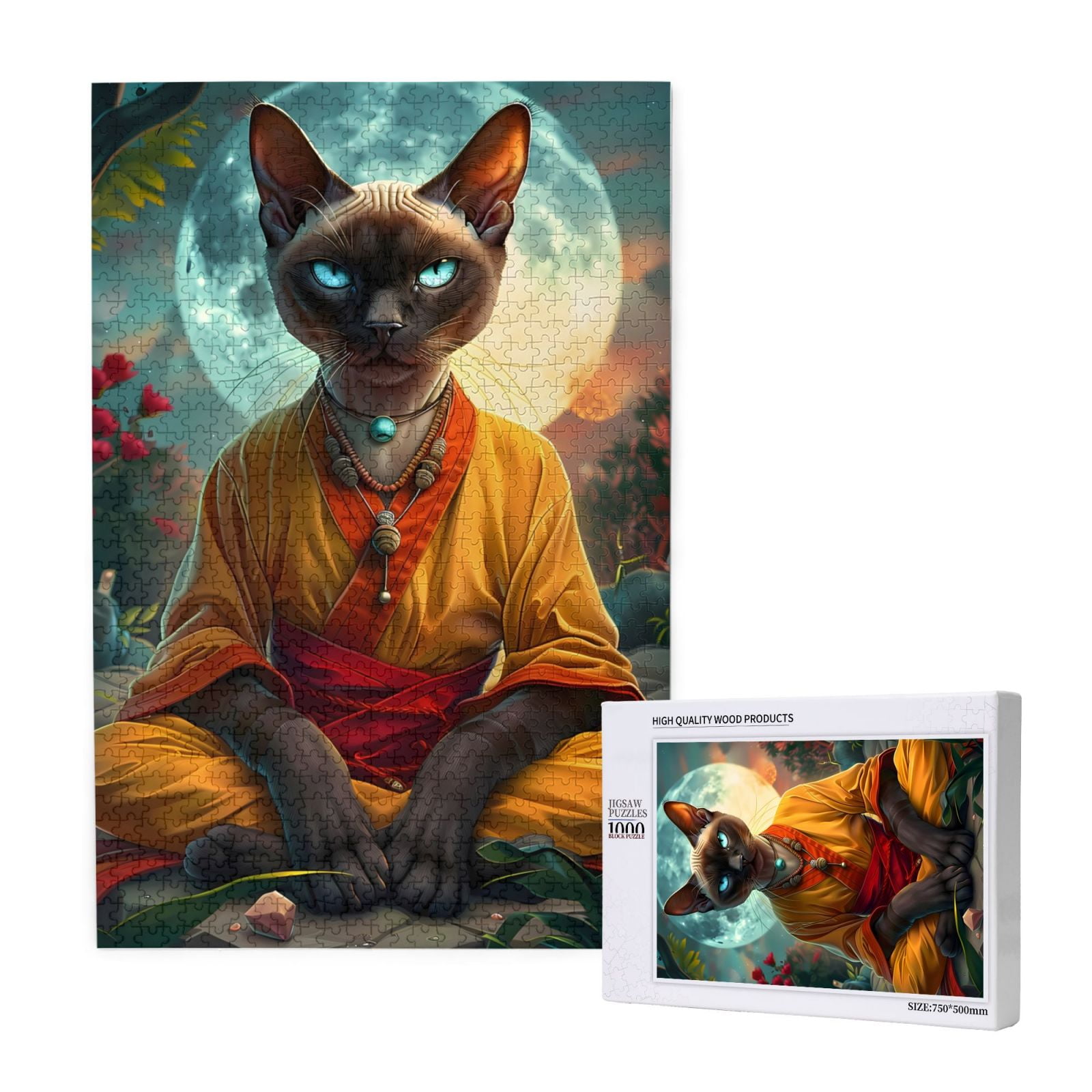 Photo Puzzle Moonlit Hairless Cat Monk 1000 Piece Family Reunion Puzzle ...