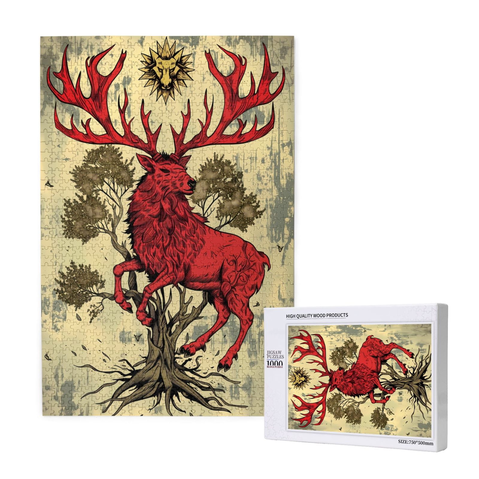 Photo Puzzle Mythical Red Stag Illustration 1000 Piece Family Reunion ...
