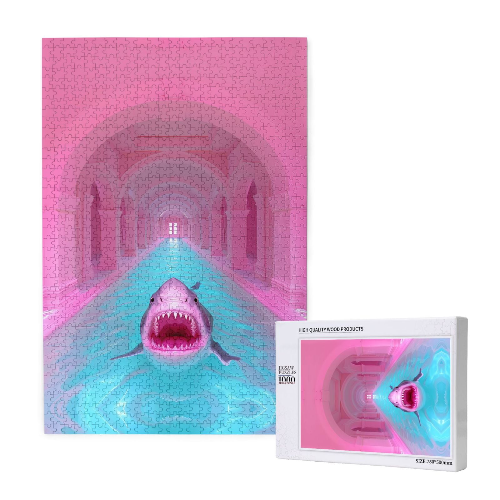 Photo Puzzle Pink Shark Pool Fantasy 1000 Piece Family Reunion Puzzle ...