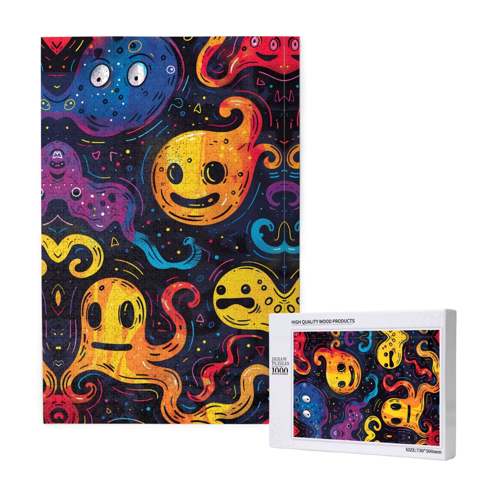 Photo Puzzle Playful Ghosts Night Sky 1000 Piece Family Reunion Puzzle ...