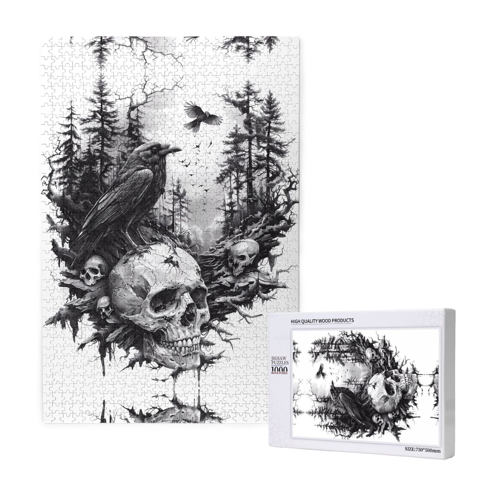 Photo Puzzle Raven Skulls Forest 1000 Piece Family Reunion Puzzle ...