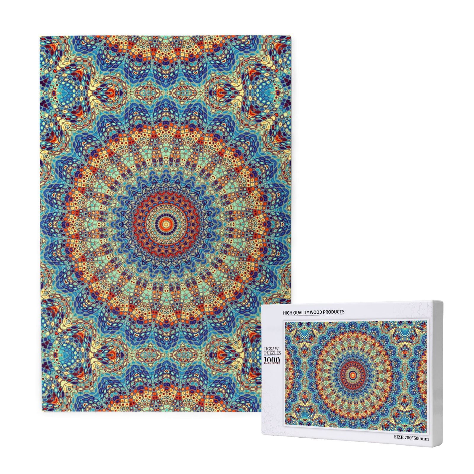 Photo Puzzle Round Mandala 1000 Piece Family Reunion Puzzle, Wooden ...