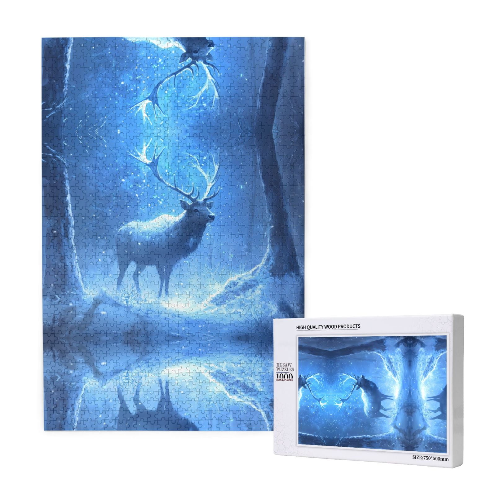 Photo Puzzle Snowy Elk Sparkling Forest 1000 Piece Family Reunion ...