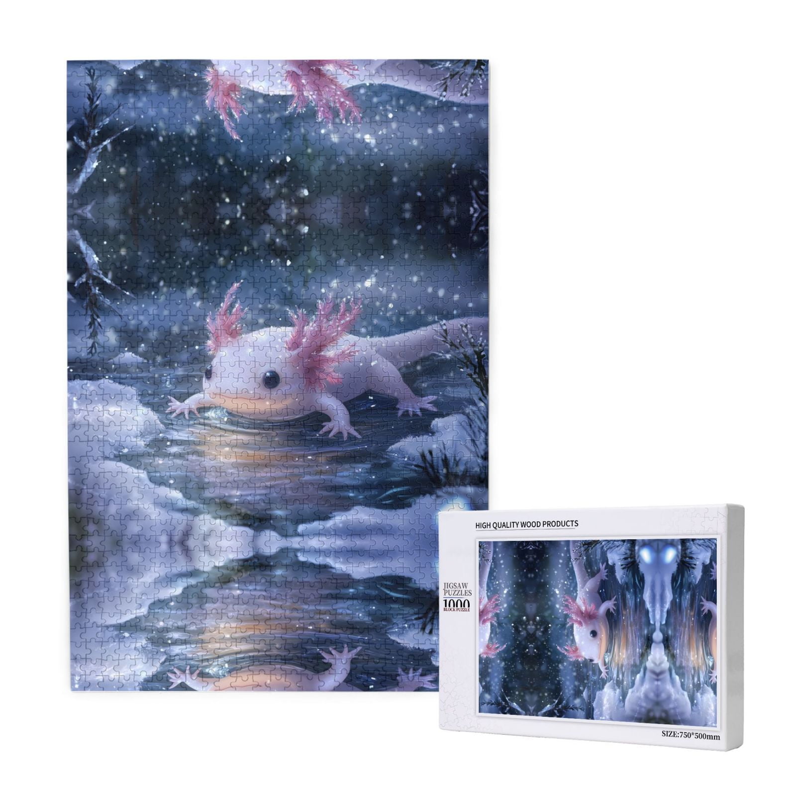Photo Puzzle Winter Axolotl in Frozen Pond 1000 Piece Family Reunion ...
