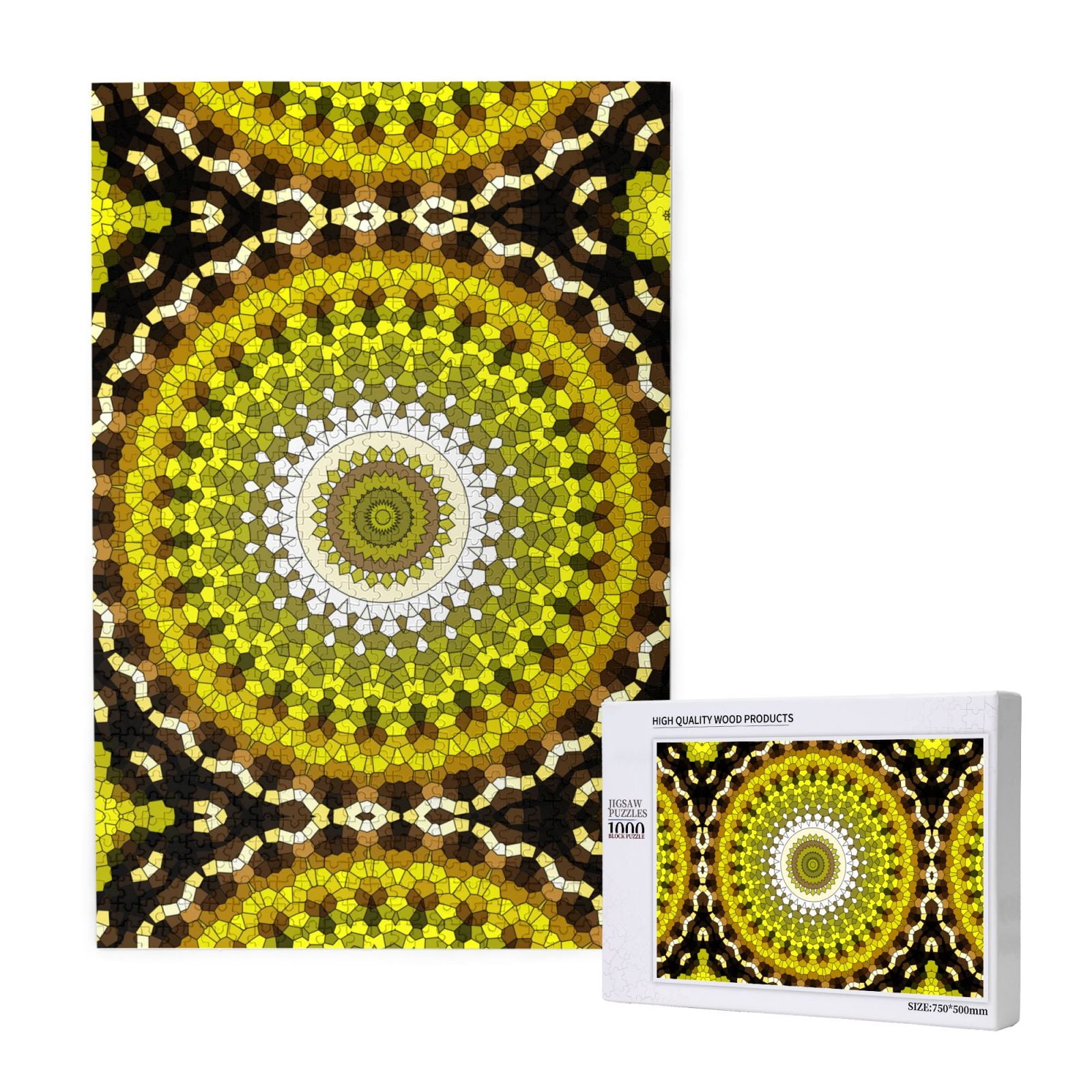 Photo Puzzle Yellow Mandala 1000 Piece Family Reunion Puzzle, Wooden ...