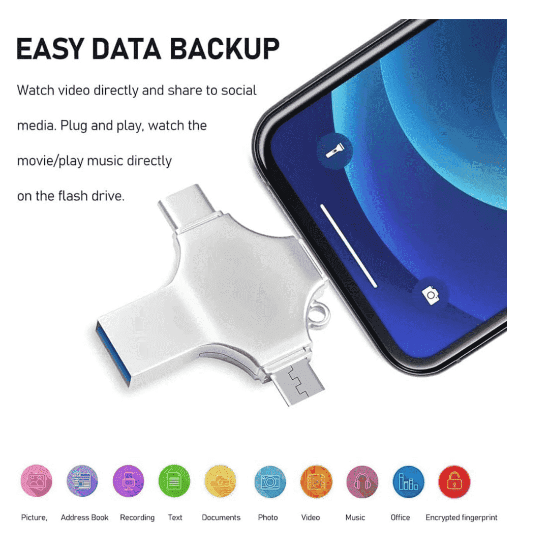 Famous Tech Shop 512GB 4-in-1 USB Flash Drive Photo Stick with Keychain ...
